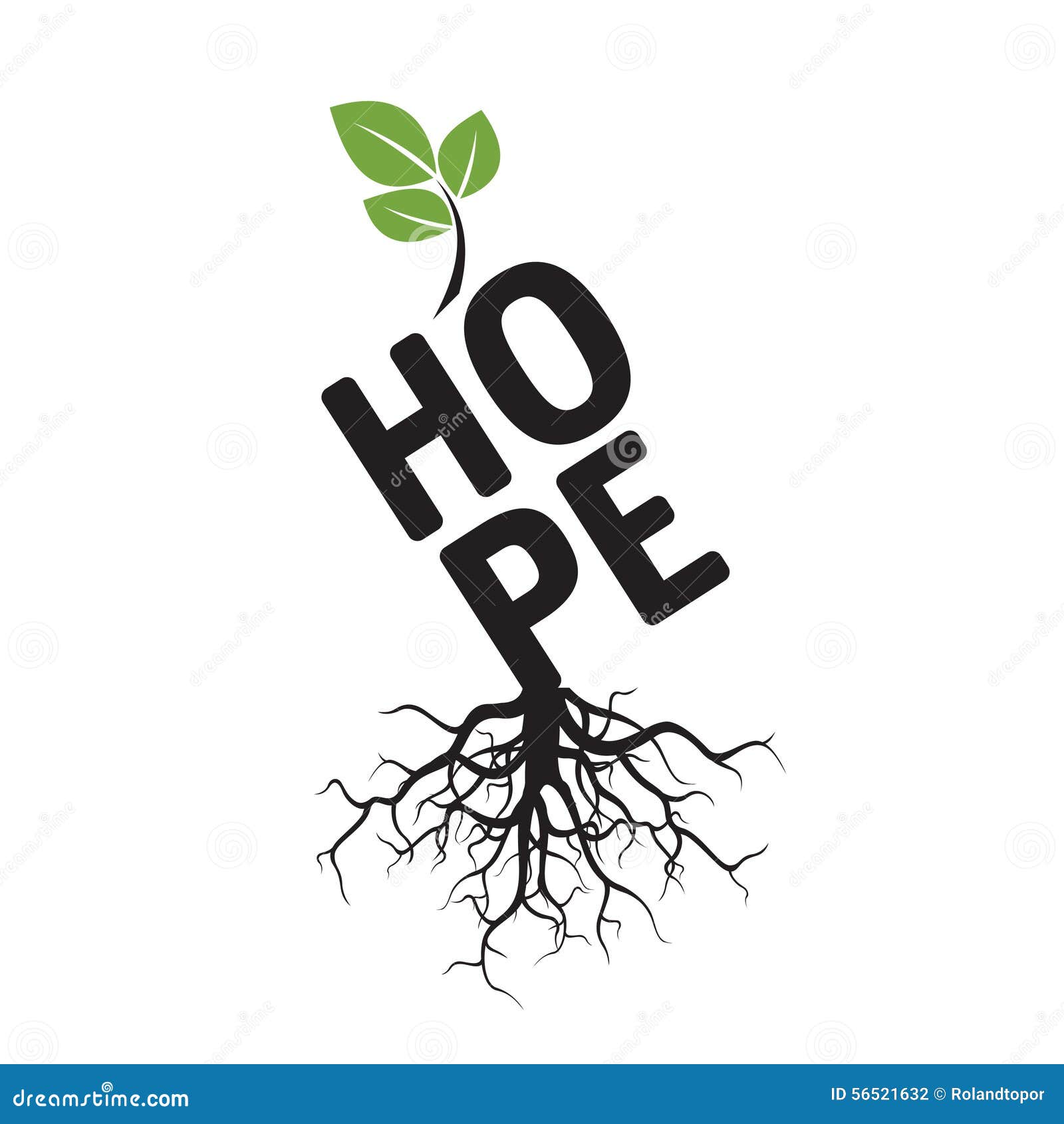 Tree, Roots and text HOPE stock illustration. Illustration of leaf ...