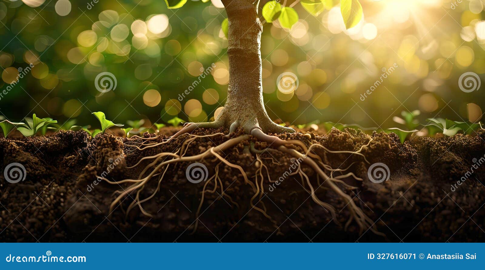 Tree roots underground stock illustration. Illustration of design ...