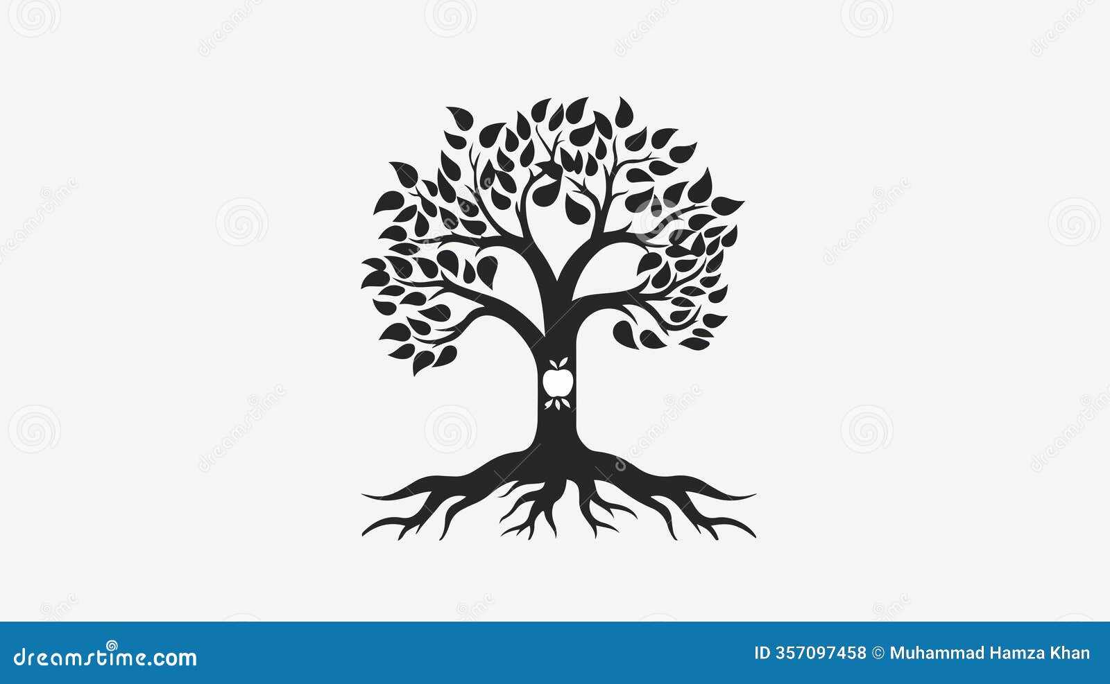 Rooted Tree Vector Icon on White Background for Graphic Design Projects ...