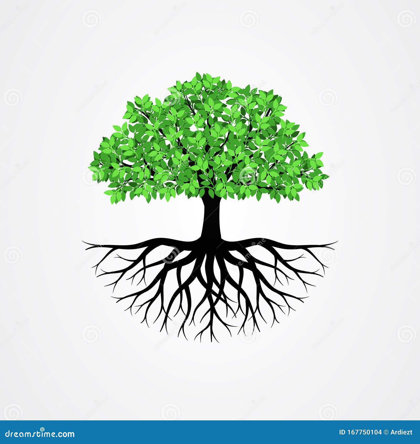 Tree with the Roots Vector Illustration Stock Vector - Illustration of ...
