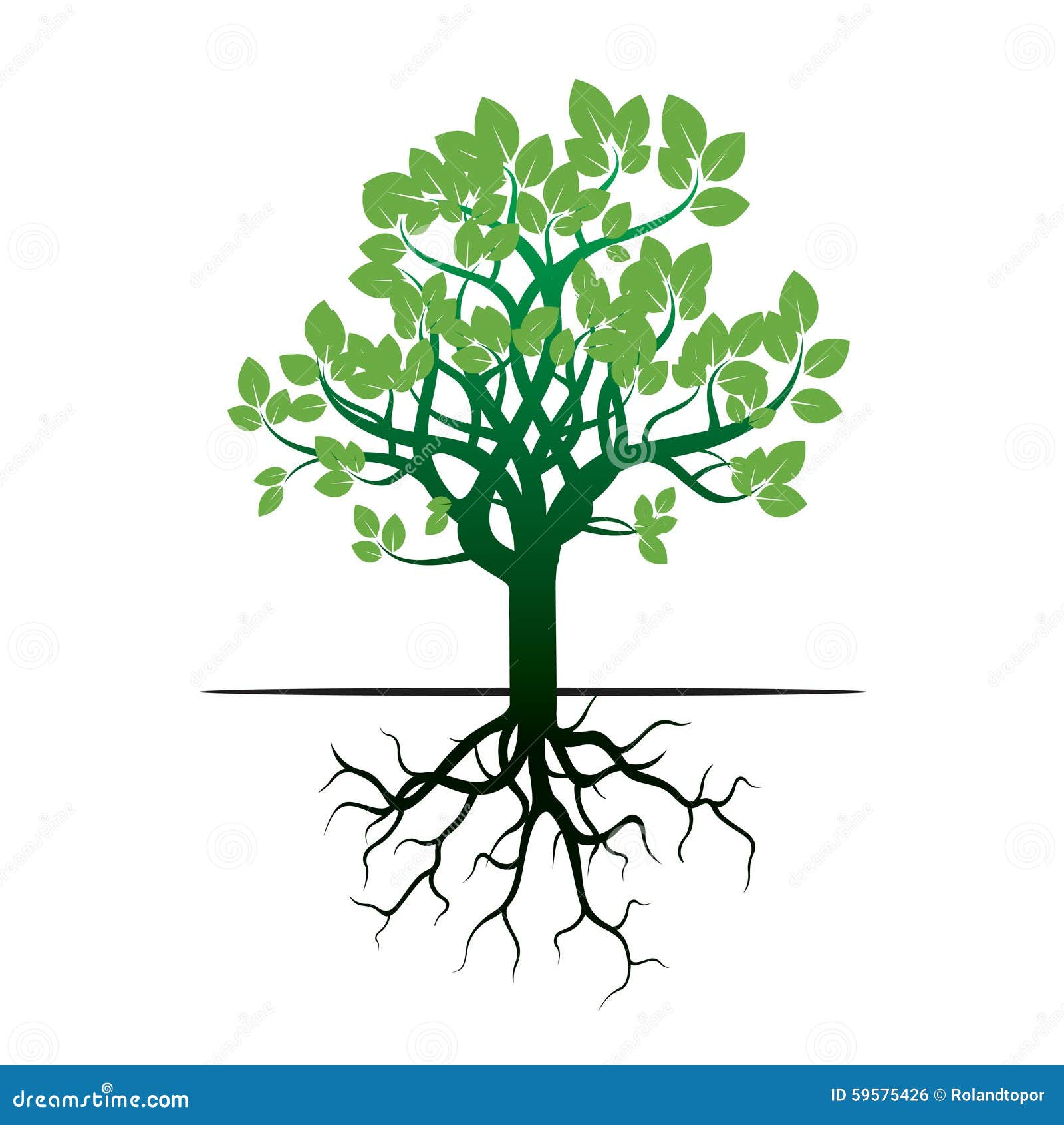 Tree and Roots. Vector Illustration Stock Illustration - Illustration ...