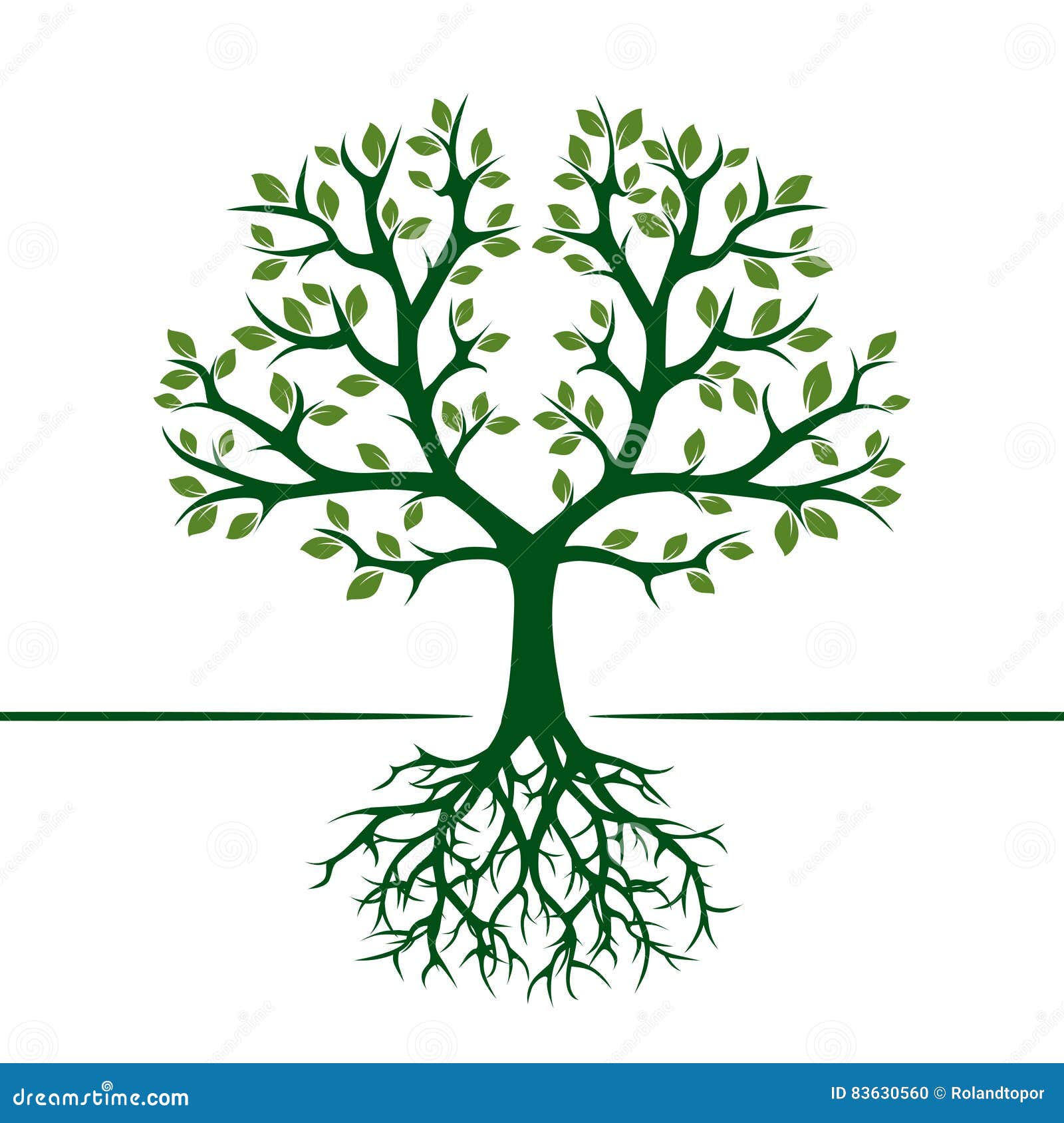 Tree with Roots. Vector Illustration Stock Illustration - Illustration ...