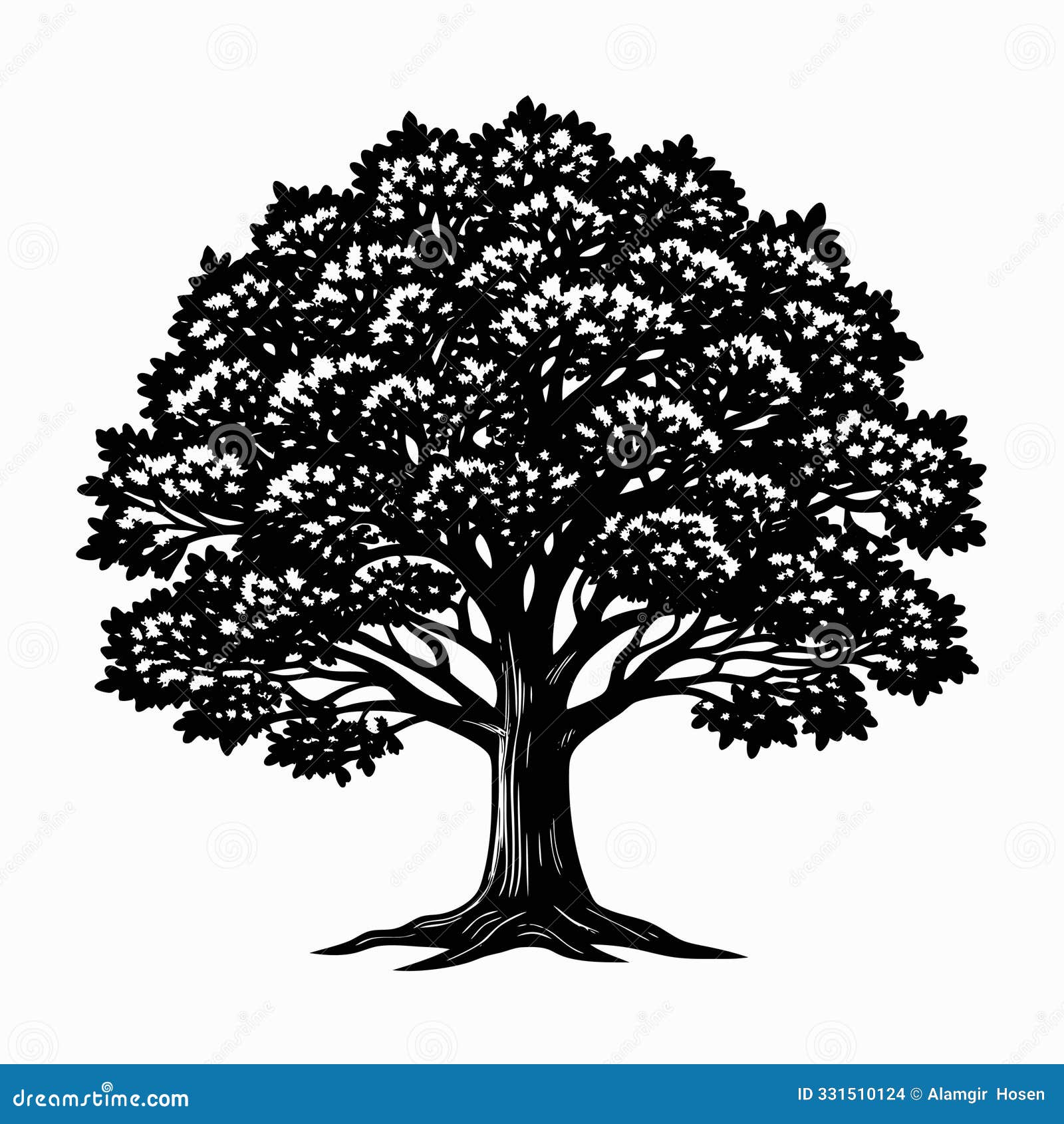 Tree and Roots Vector, Tree with Round Shape Stock Vector ...