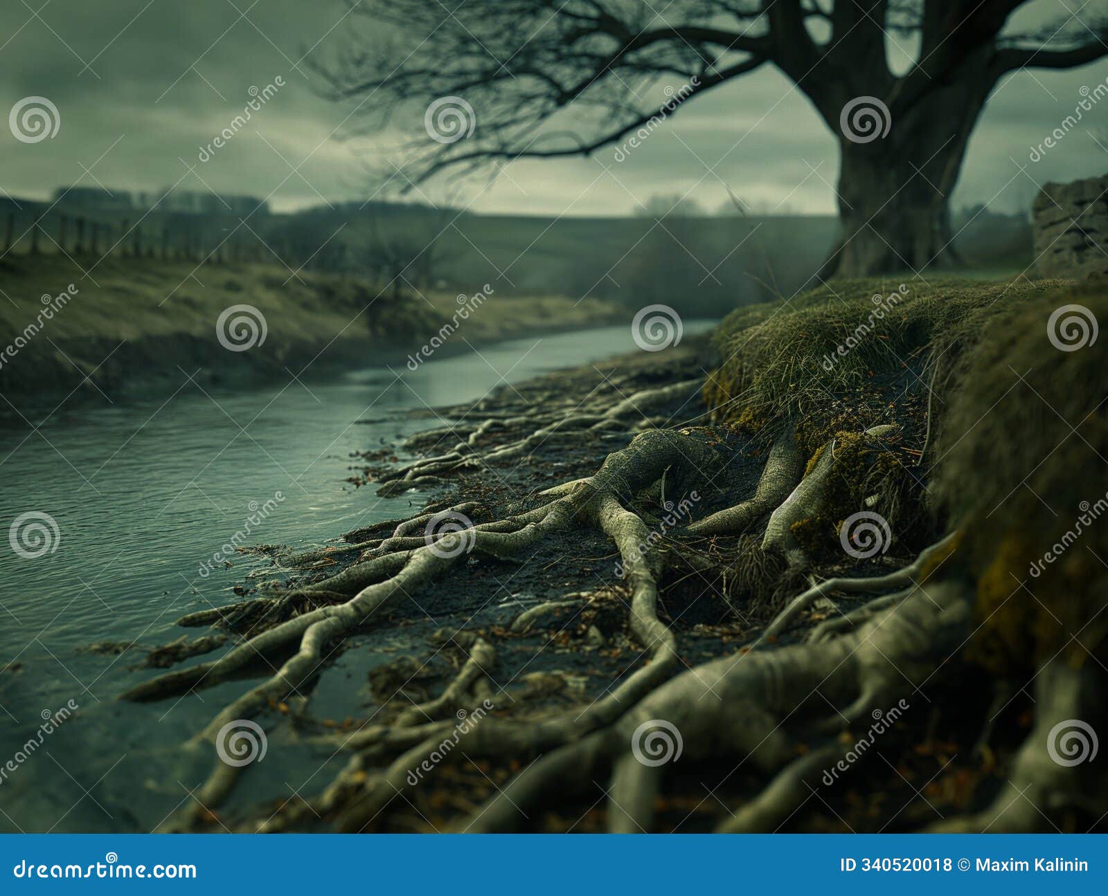 A Tree with Roots in the Water Stock Photo - Image of autumn, orange ...