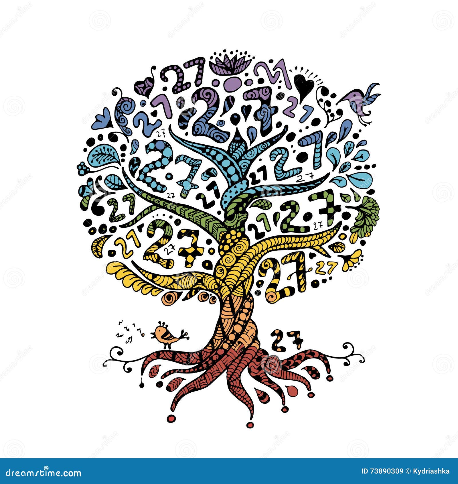 Tree 27 with Roots, Zentangle for Your Design Stock Vector ...