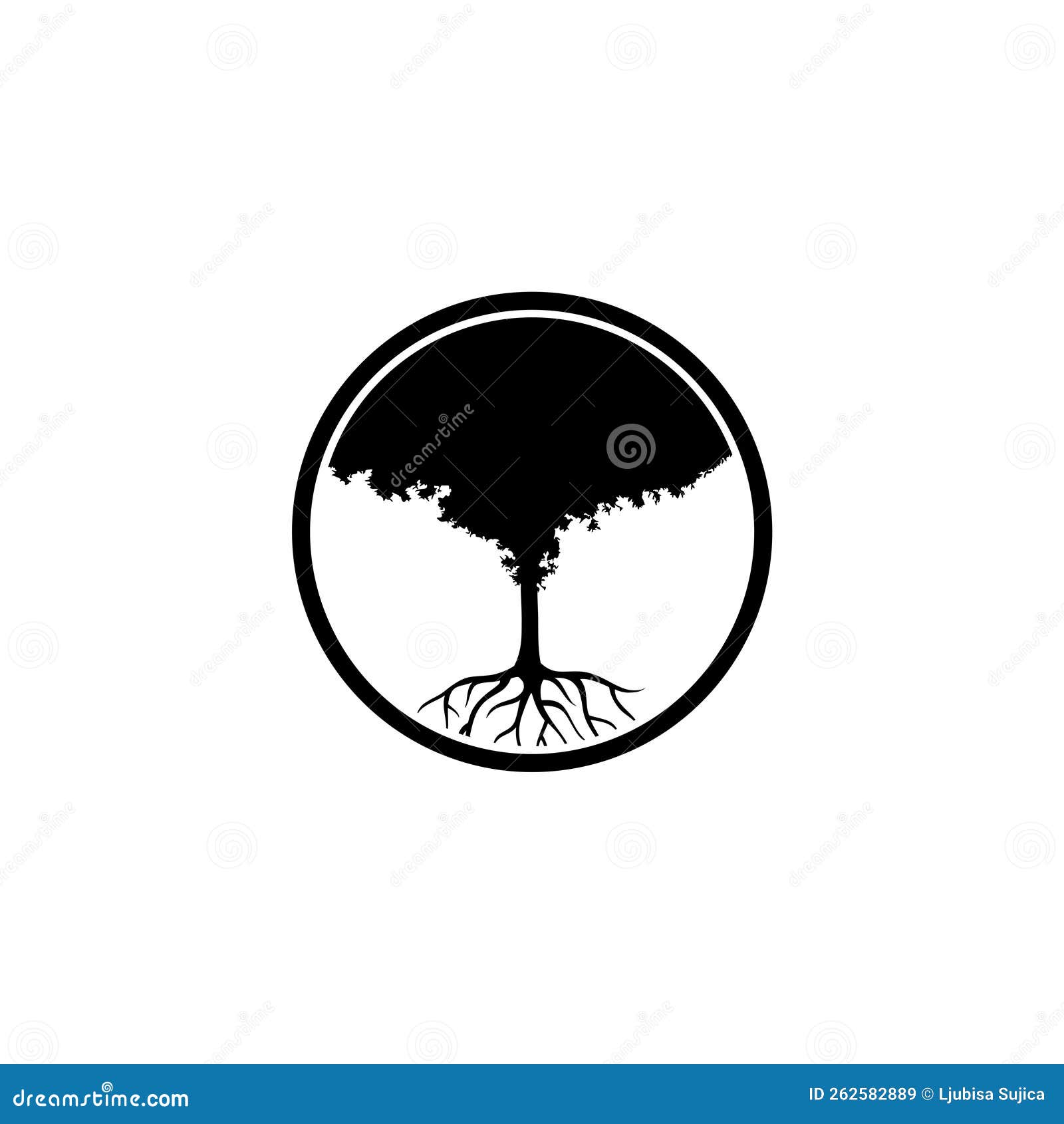 Tree Round Icon with Roots Isolated on White Background Stock Vector ...