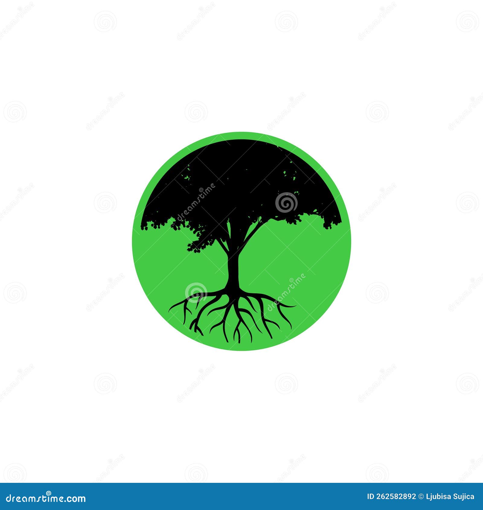 Tree Round Icon with Roots Isolated on White Background Stock Vector ...