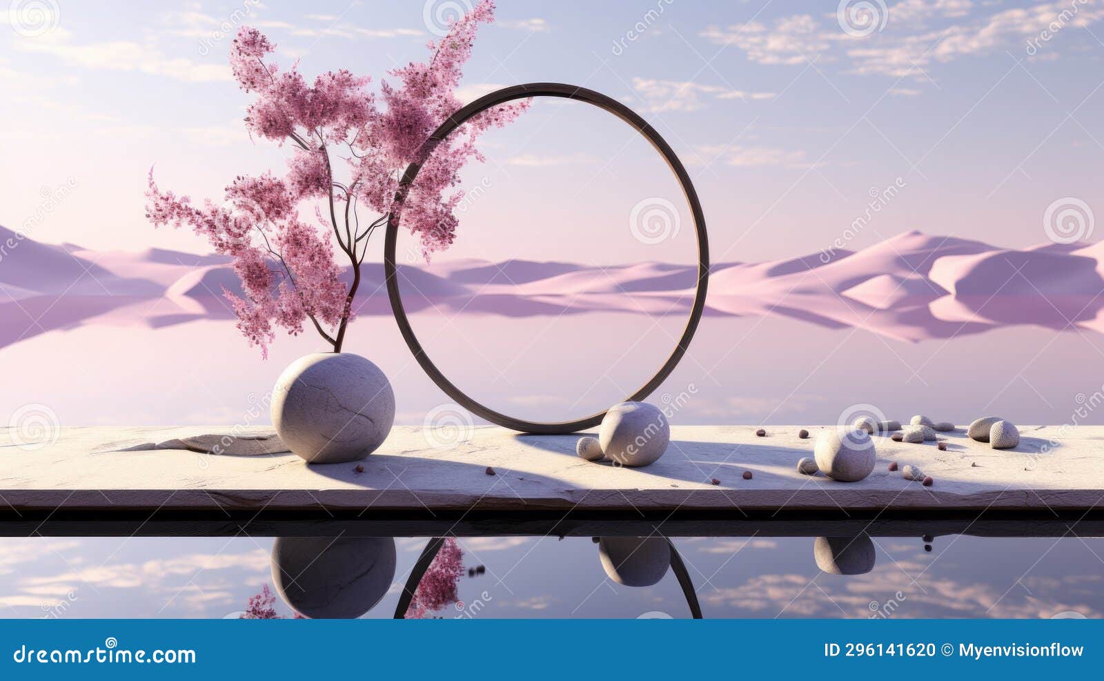 A Tree and Round Objects on a Surface Stock Illustration - Illustration ...