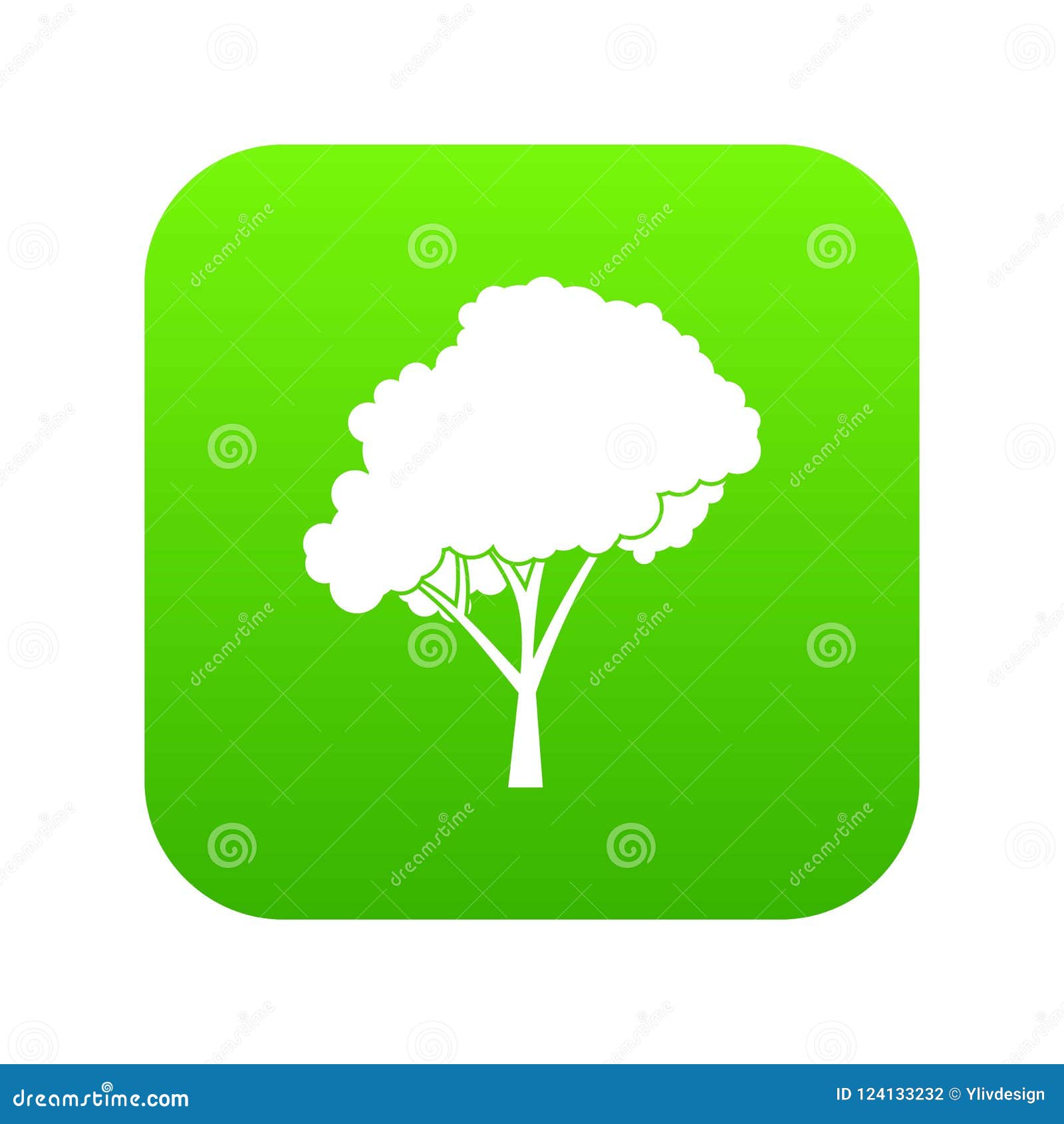 Tree with a Rounded Crown Icon Digital Green Stock Vector ...