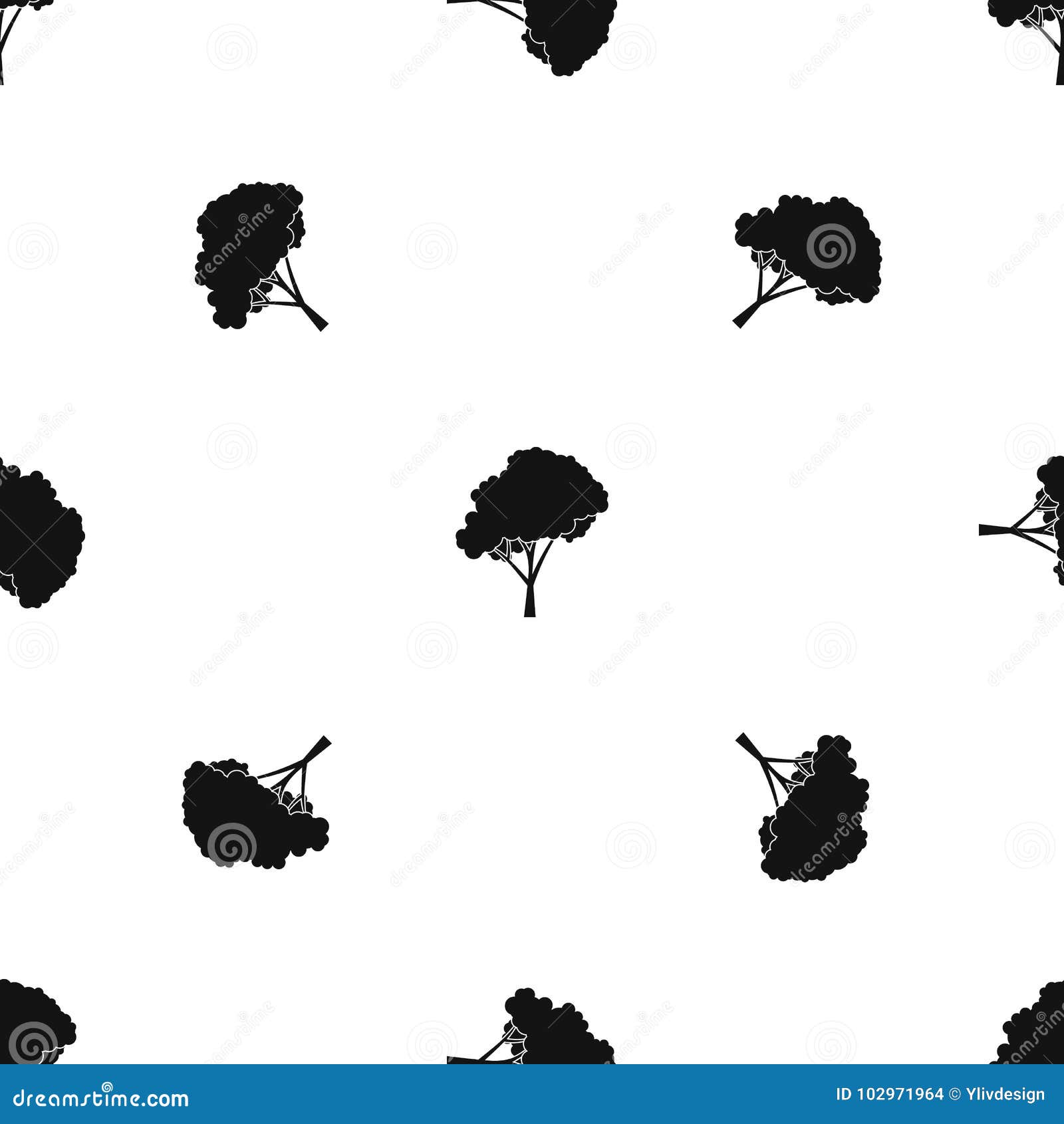 Tree with a Rounded Crown Pattern Seamless Black Stock Vector ...