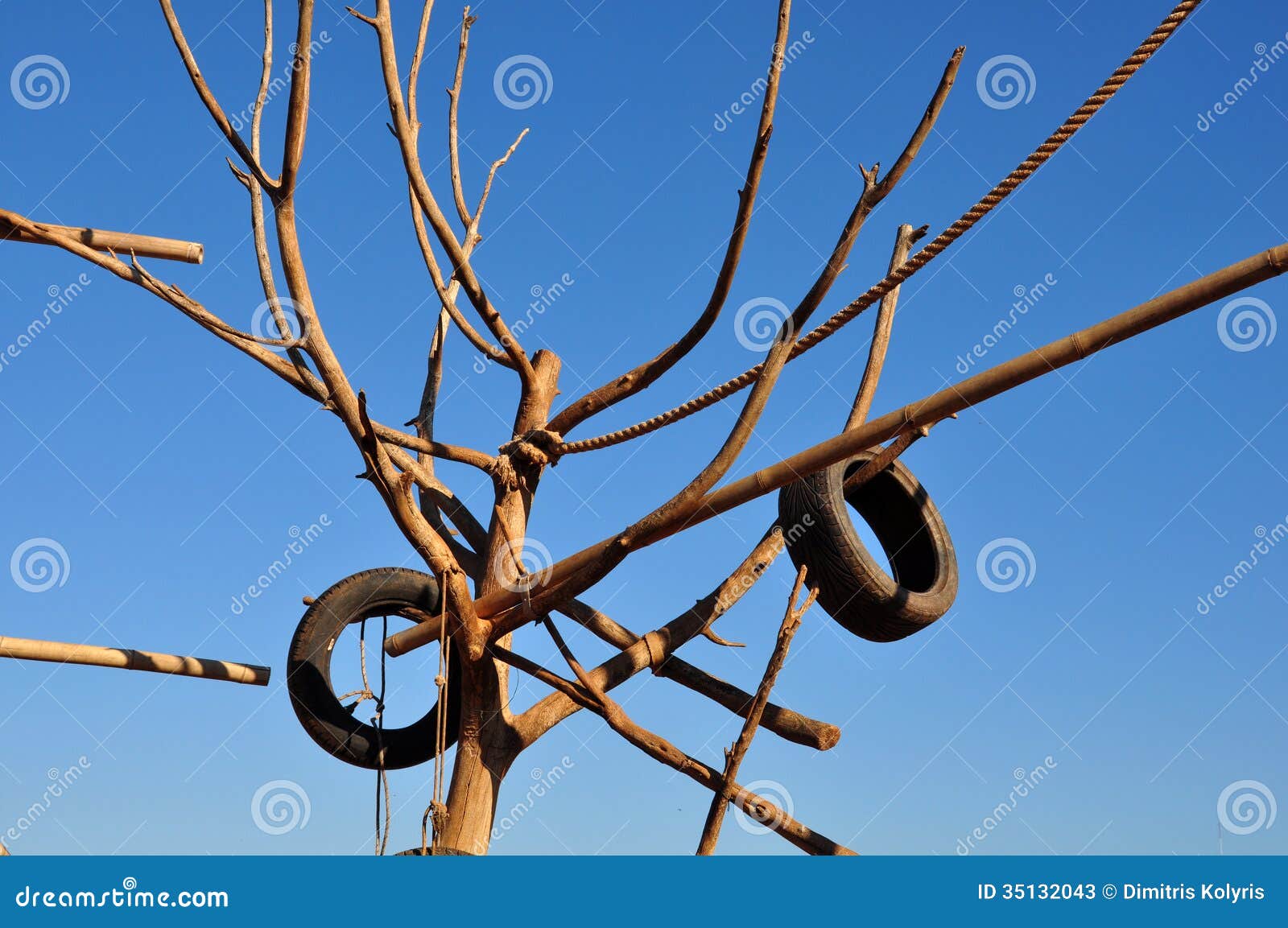 Tyres And Rope Hanging On Metal Post In Arklow Harbour At Night Royalty ...