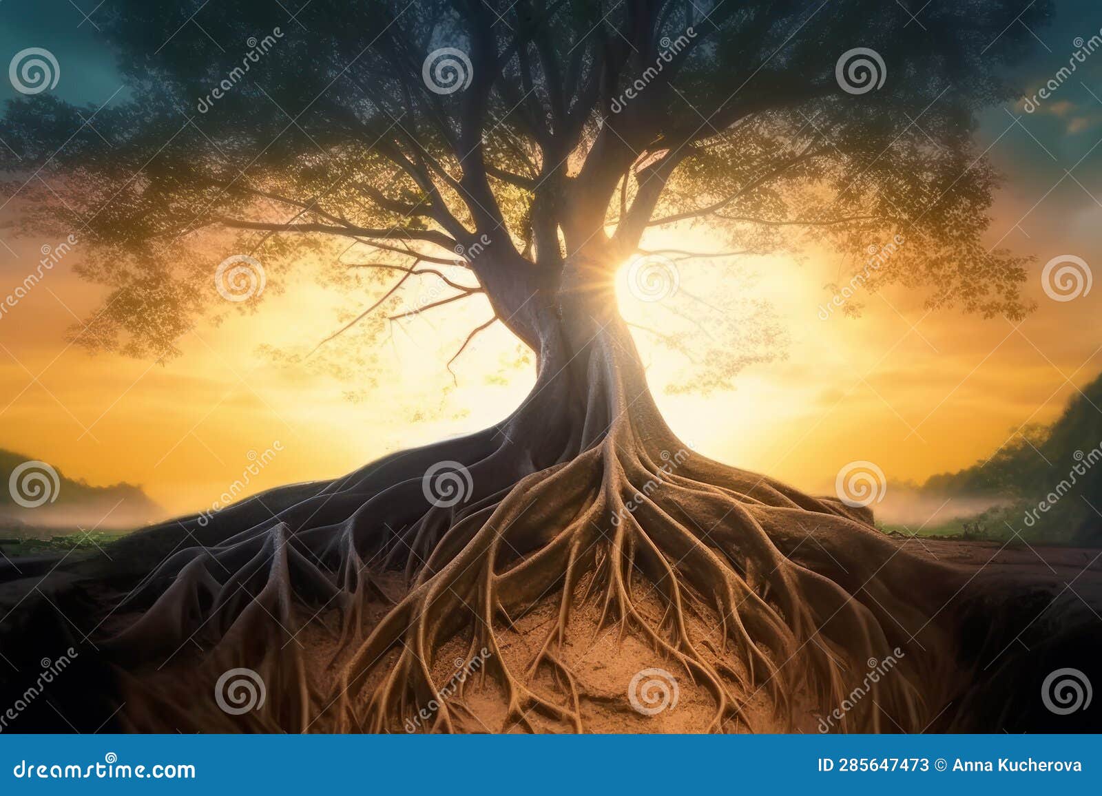 Tree S Roots Side View, Ecosystem Concept. Generative AI Illustration ...