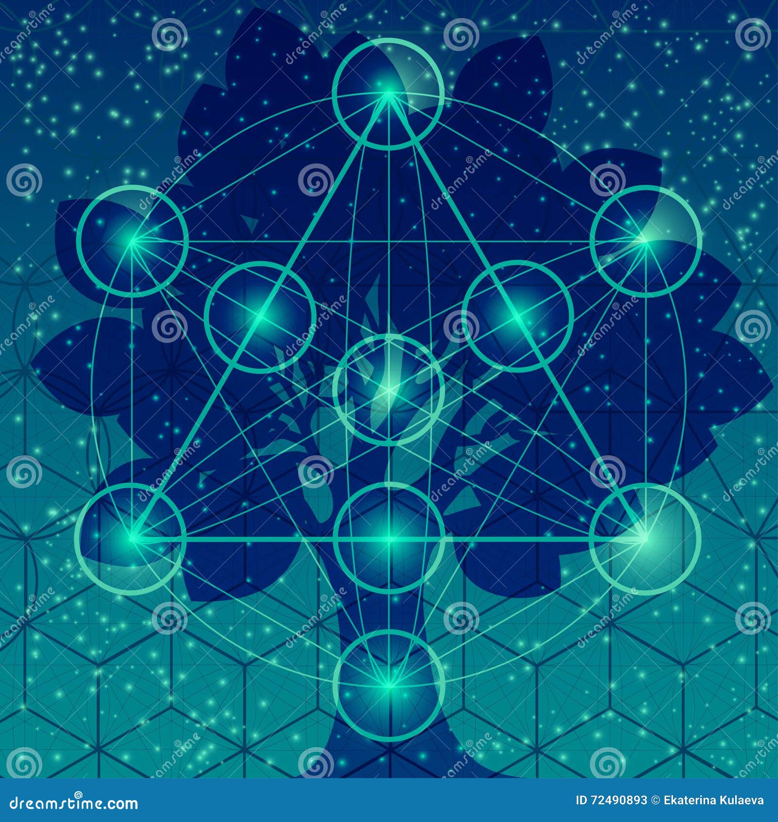 Tree with Sacred Geometry Symbols and Elements. Stock Vector ...