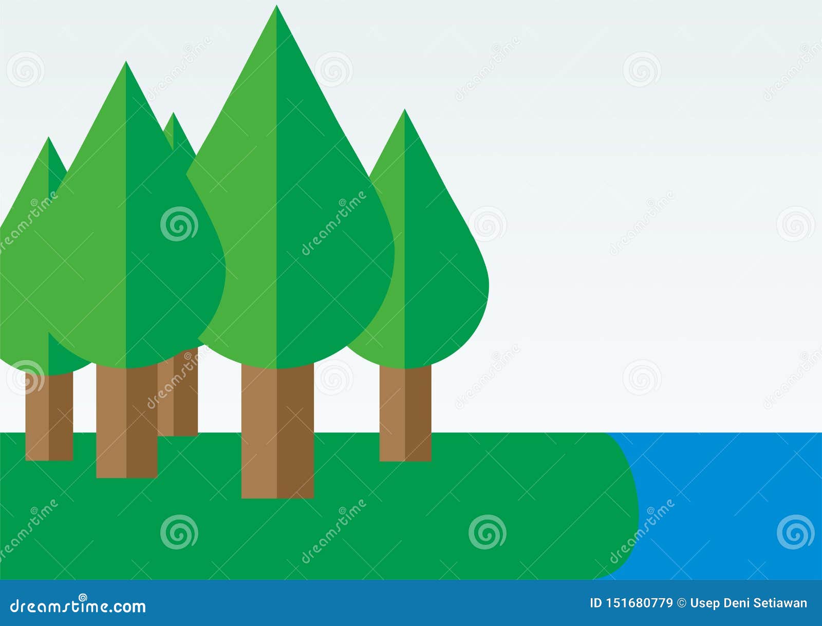 Tree scene at the river stock illustration. Illustration of scene ...