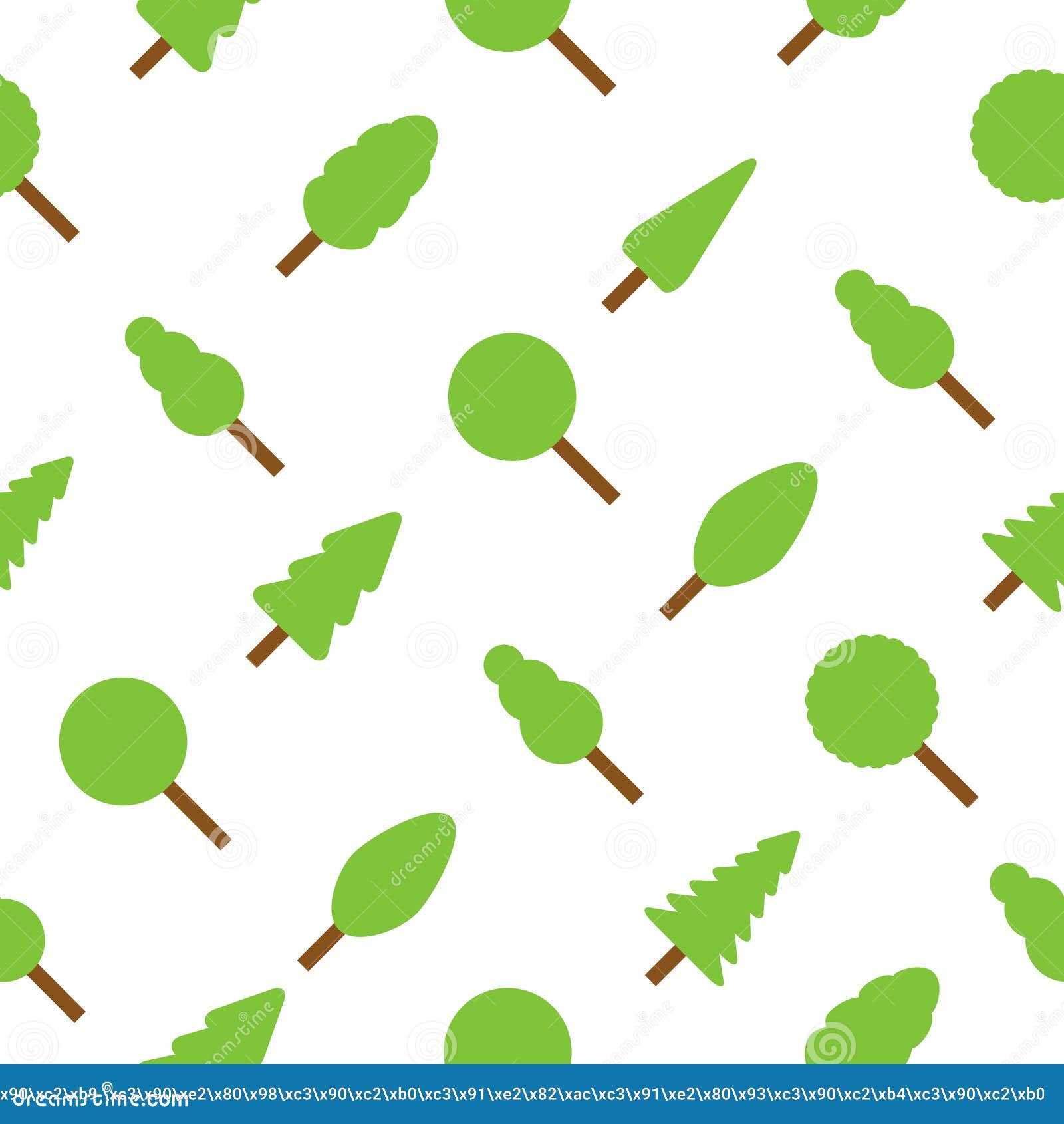 Tree Seamless Pattern Green Icon. Flat Tree in Flat Style Vector ...