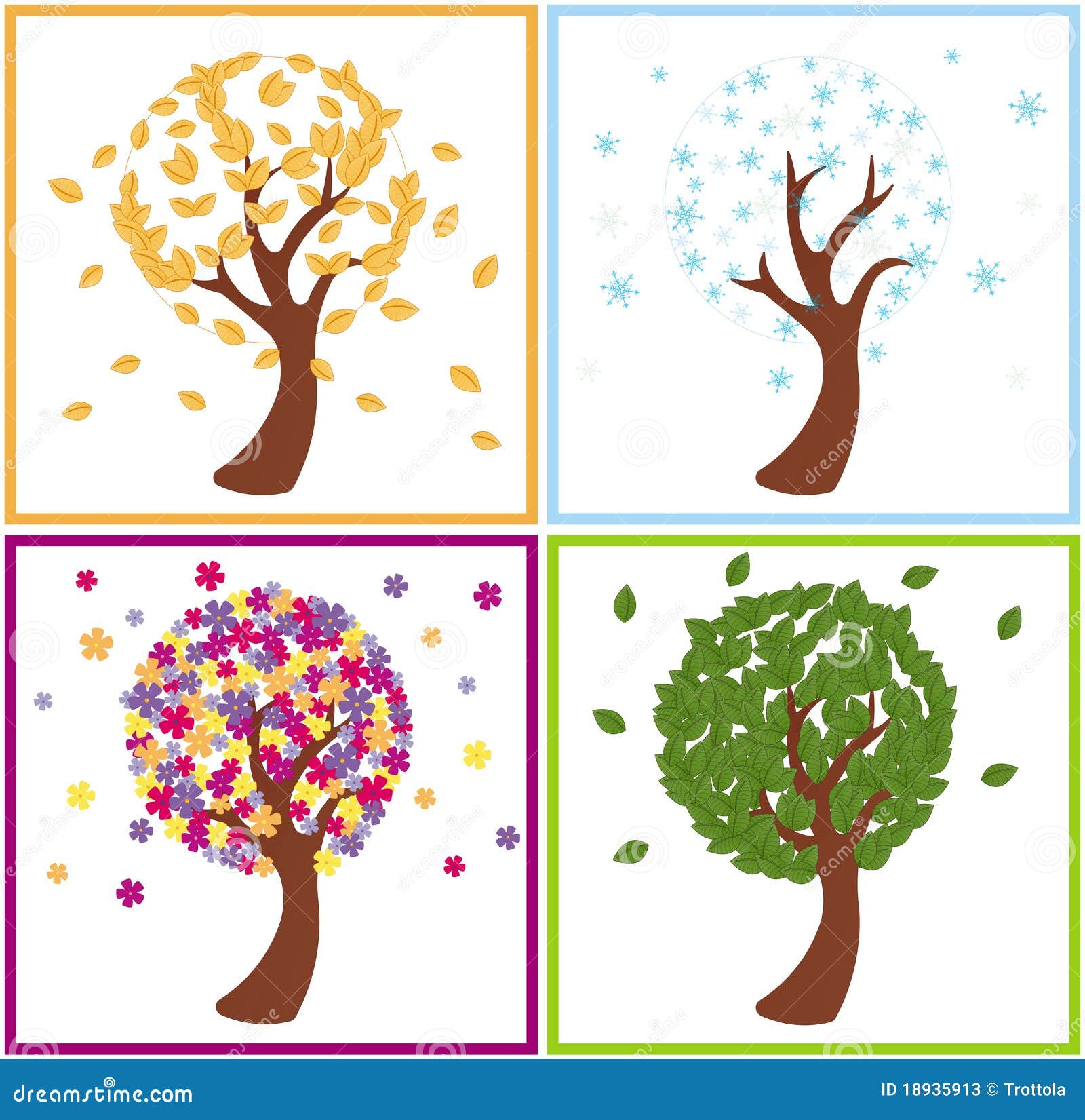Tree and season stock vector. Illustration of style, leaves - 18935913