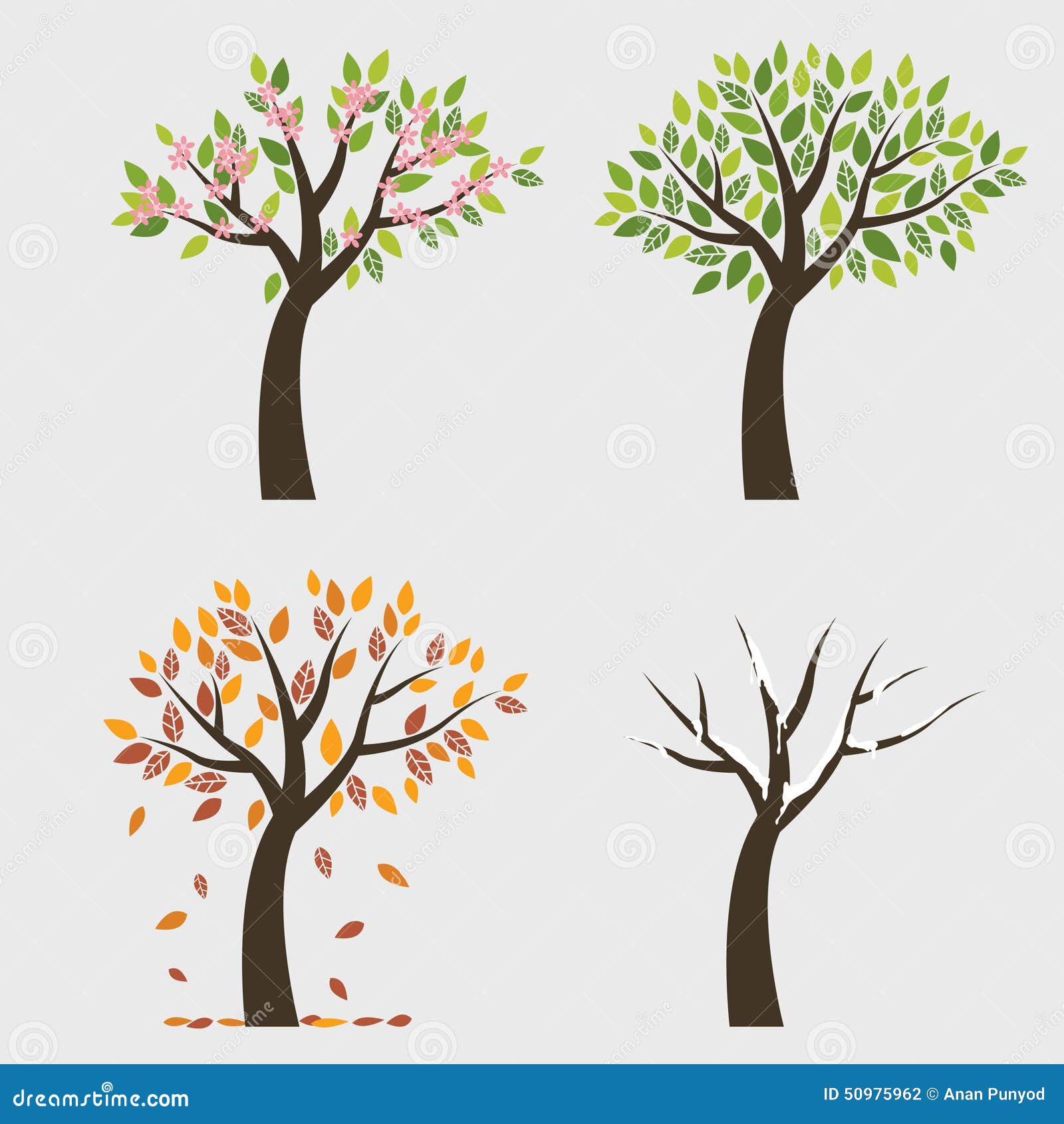 Tree 4 seasons stock vector. Illustration of seasons - 50975962