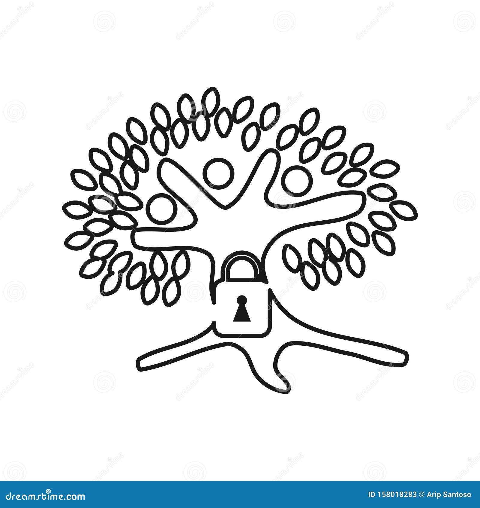 Tree Secure Commitment Teamwork Together Outline Logo Stock Vector ...