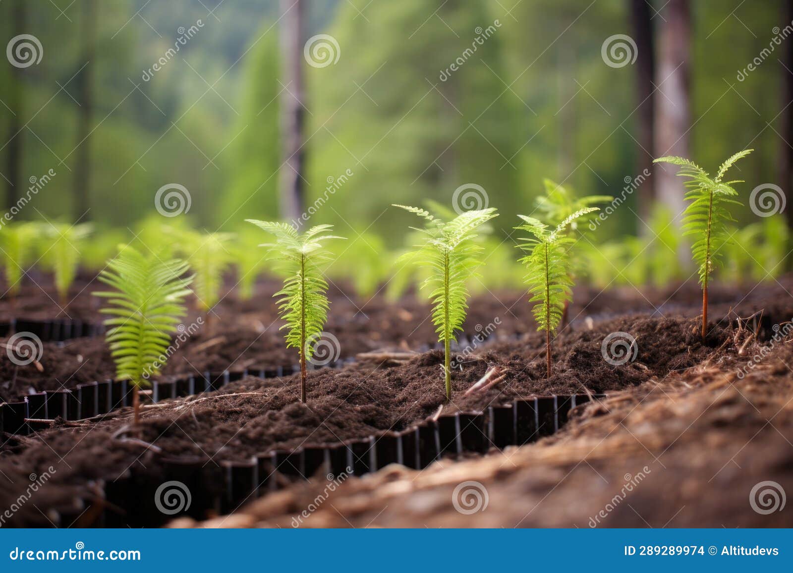 Tree Seedlings Growing in Reforestation Area Stock Photo - Image of ...