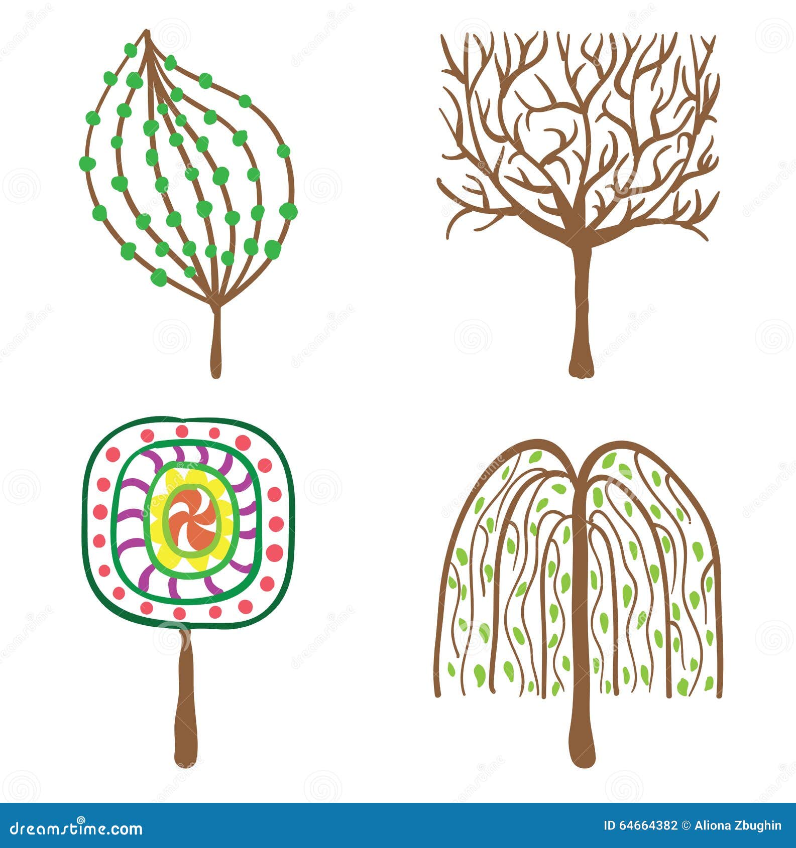 Tree stock vector. Illustration of four, branches, decorative - 64664382
