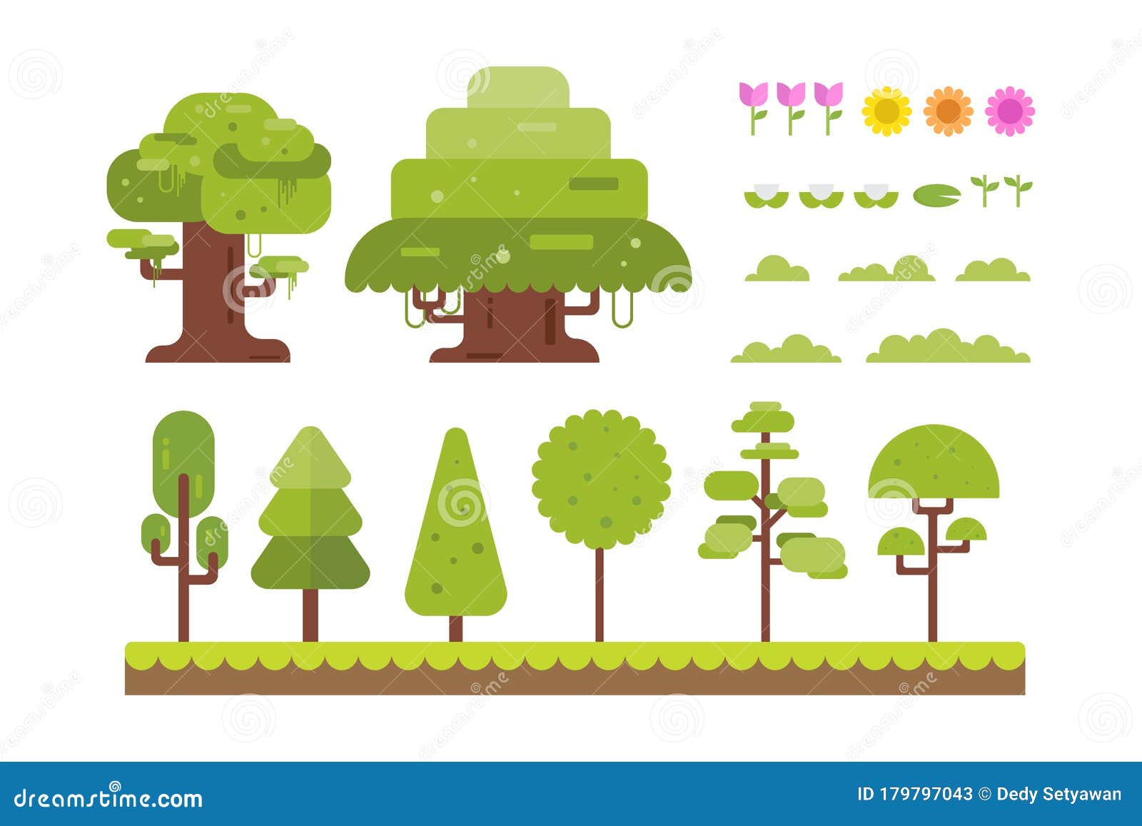 Tree set icon stock vector. Illustration of natural - 179797043
