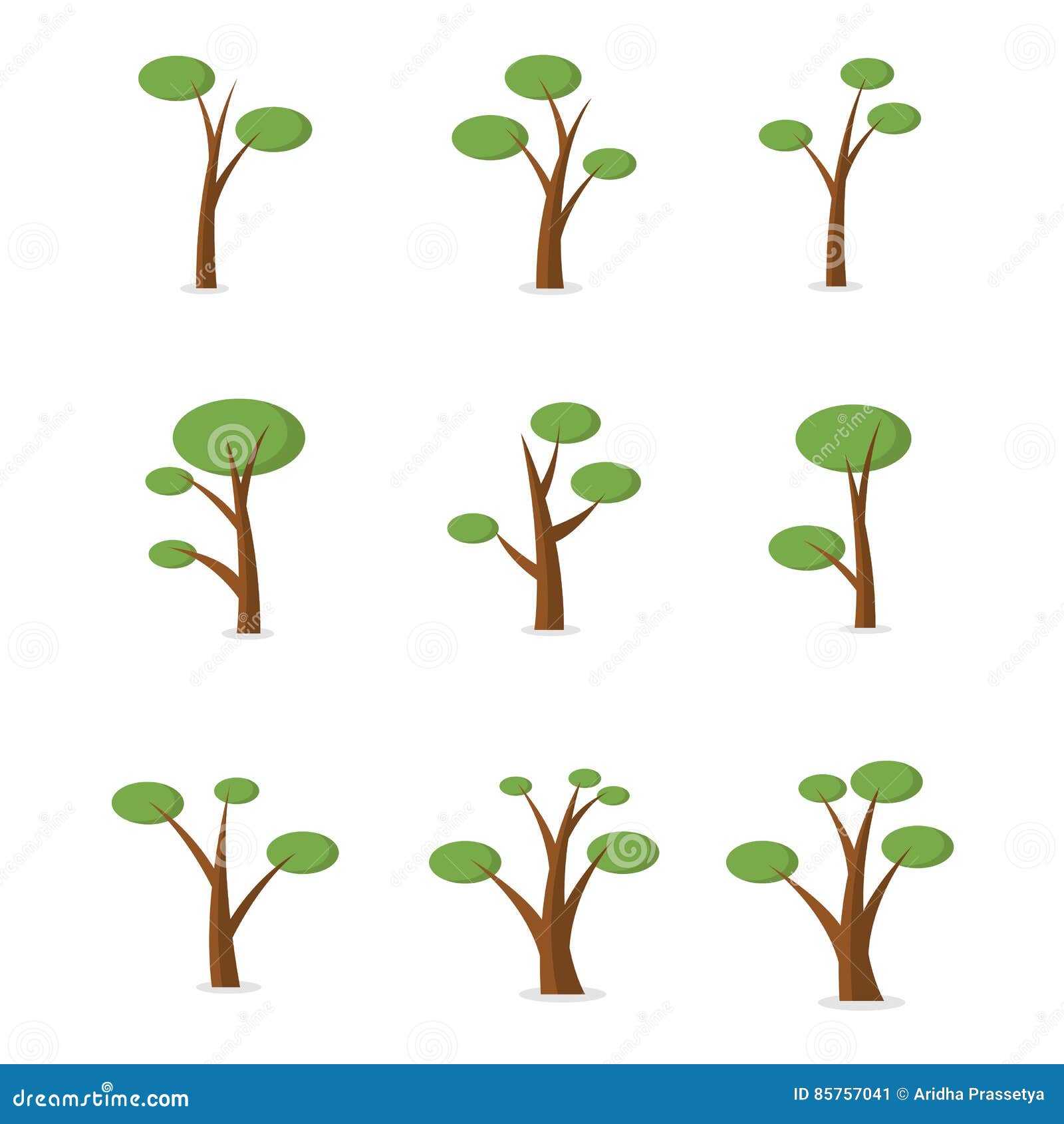 Tree Set Style Cartoon Design Stock Vector - Illustration of natural ...
