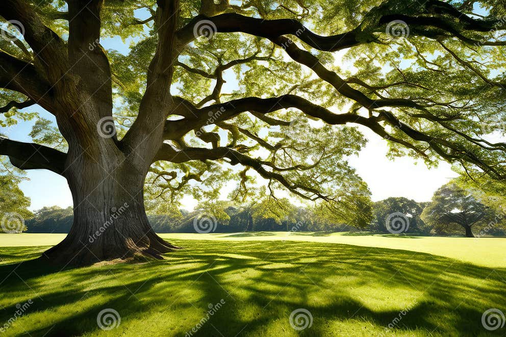 Tree Shadow a Long Intricate Pattern Cast by a Large Oak Tree Un Stock ...