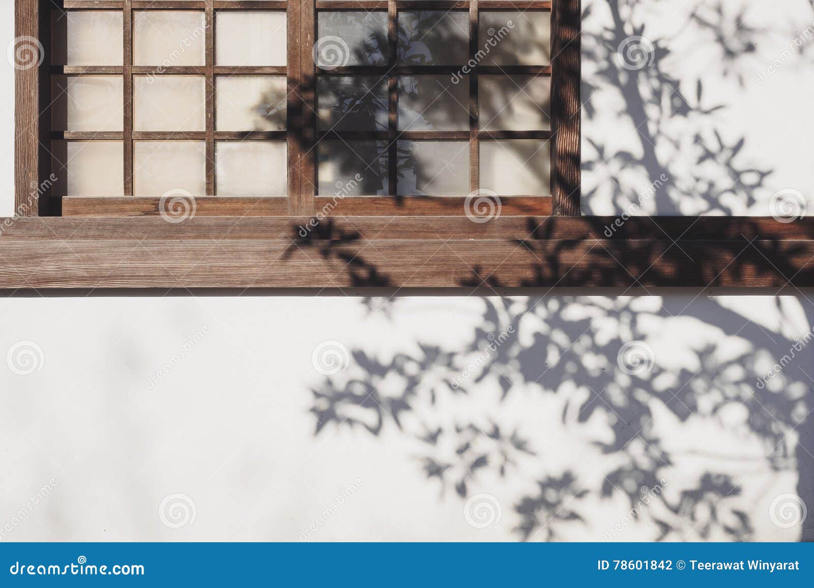 Tree Shadow Sunlight on Wooden Window Wall Stock Photo - Image of decor ...