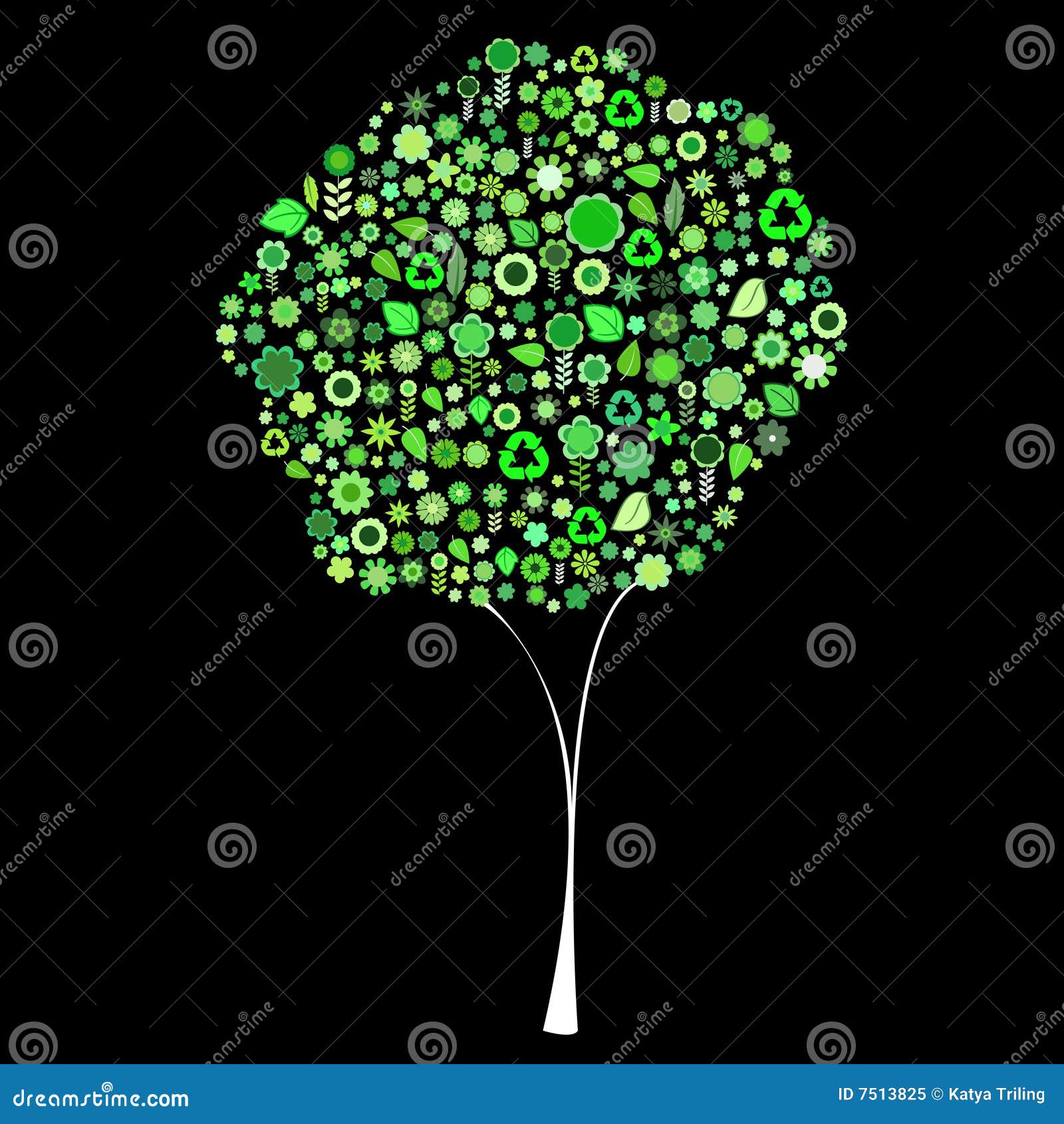 Tree shape stock vector. Illustration of green, blossom - 7513825