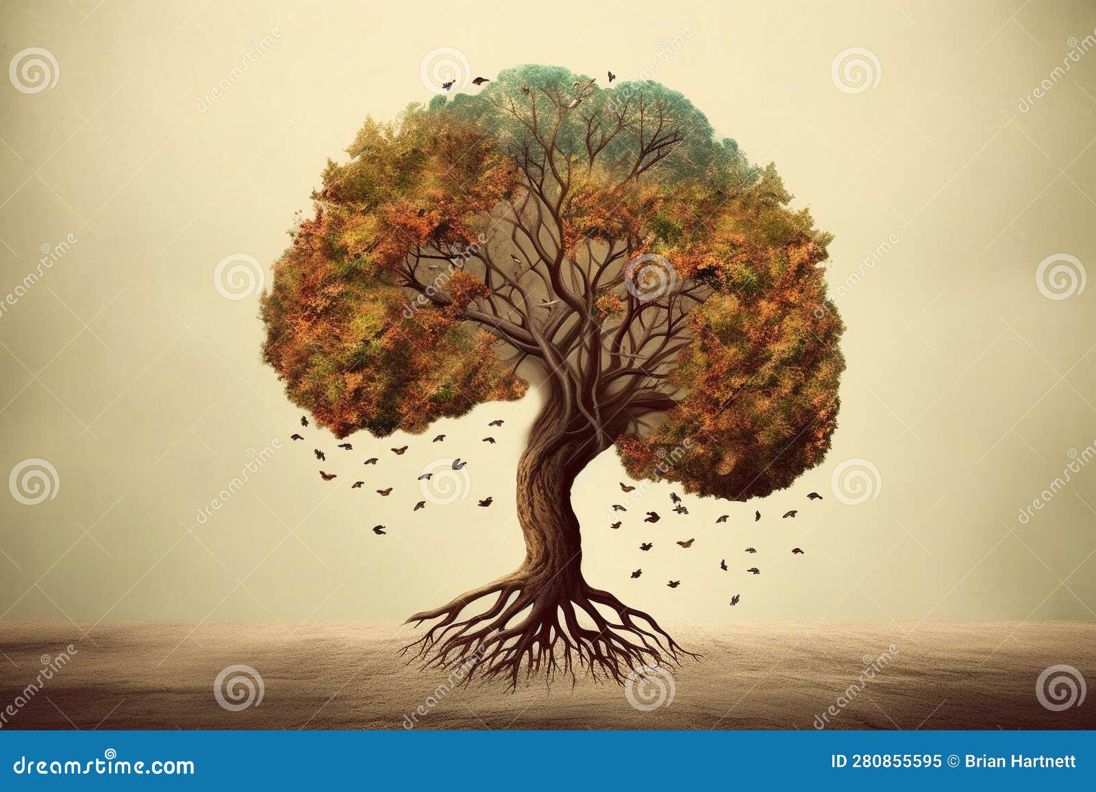 A Tree in the Shape of a Human Brain, Generative AI Stock Illustration ...