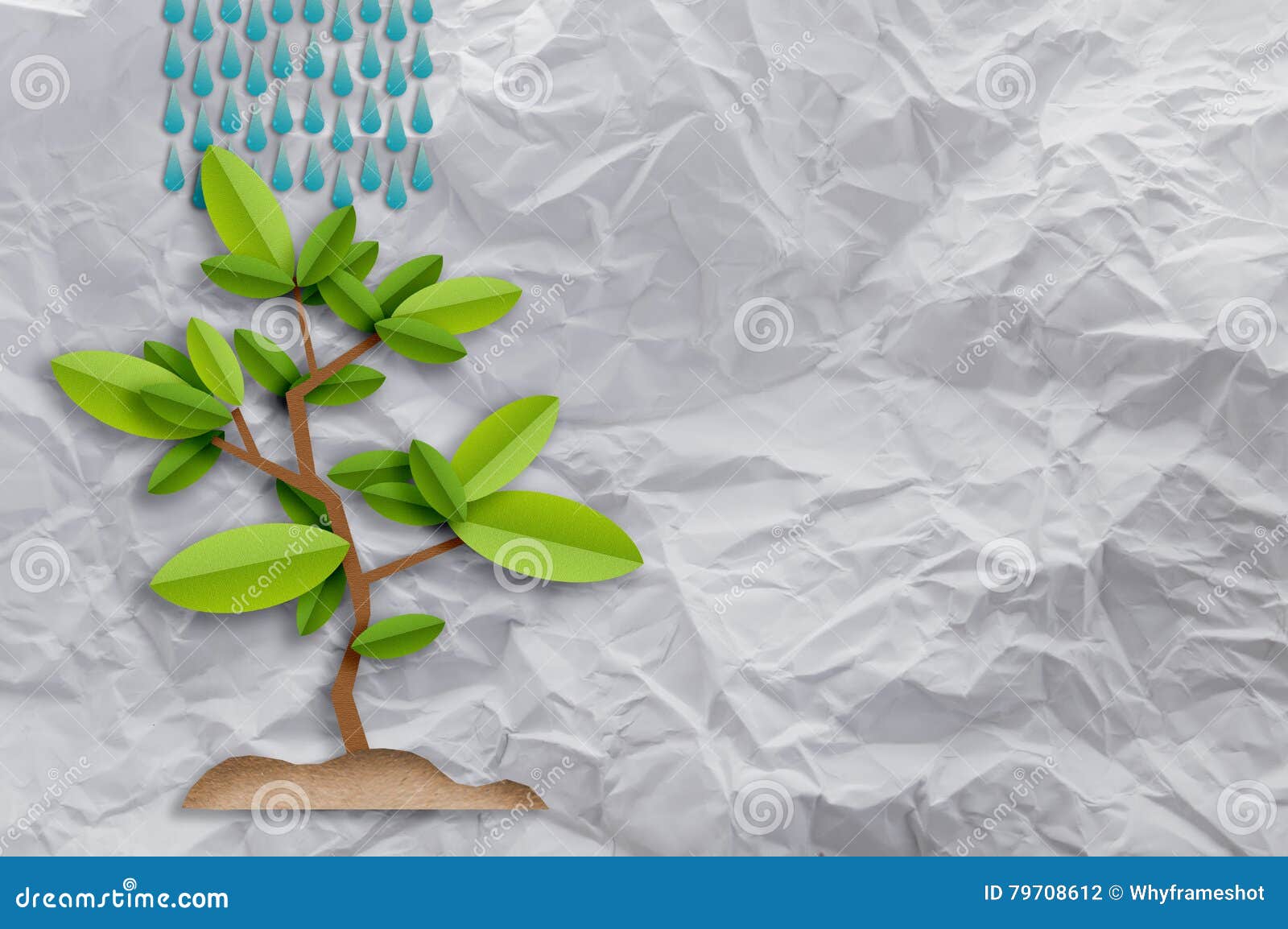 Tree Shape Paper Cut with Water Drop Raining Stock Photo - Image of ...