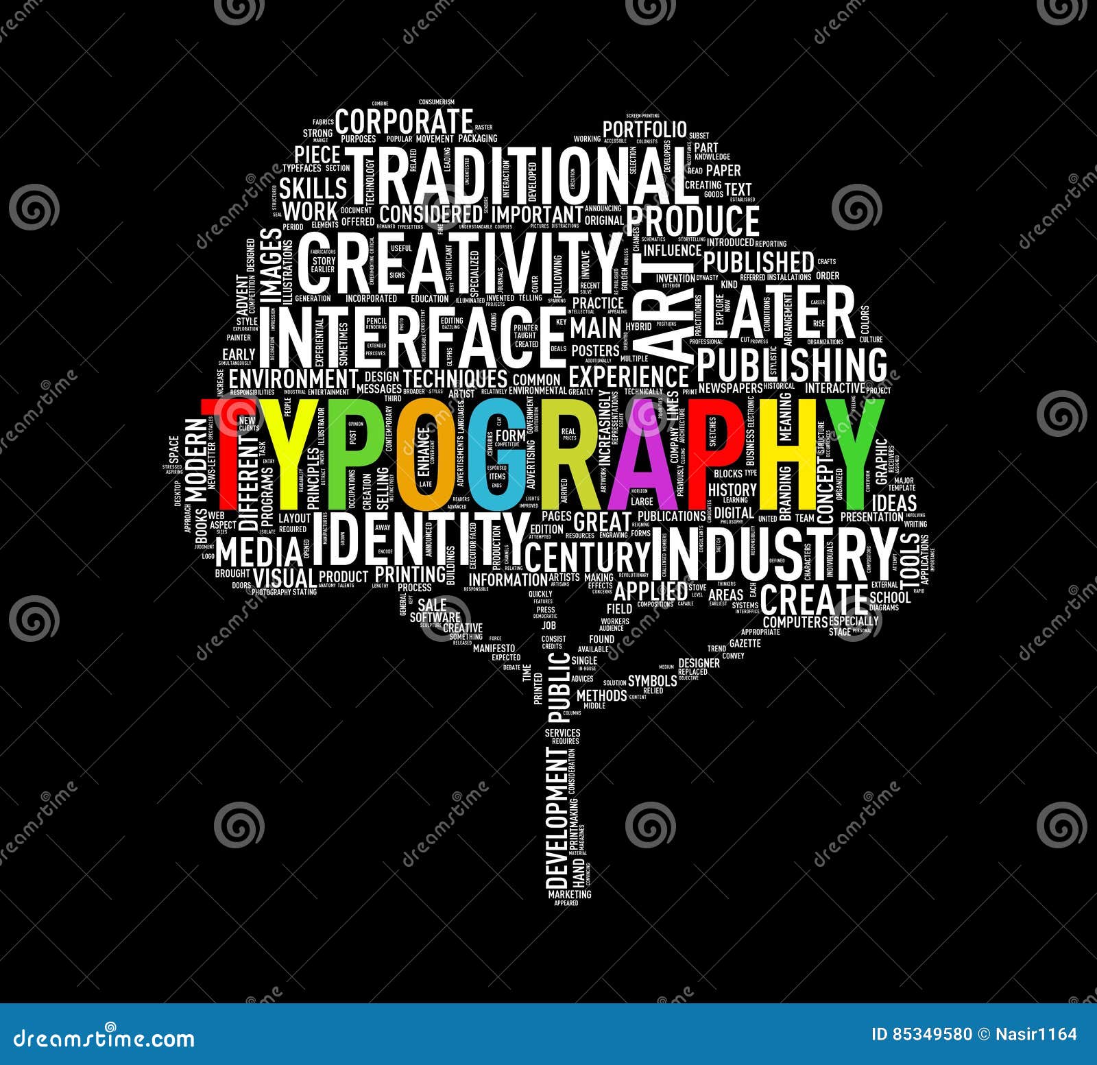 Tree Shape Wordcloud Typography Stock Illustration - Illustration of ...