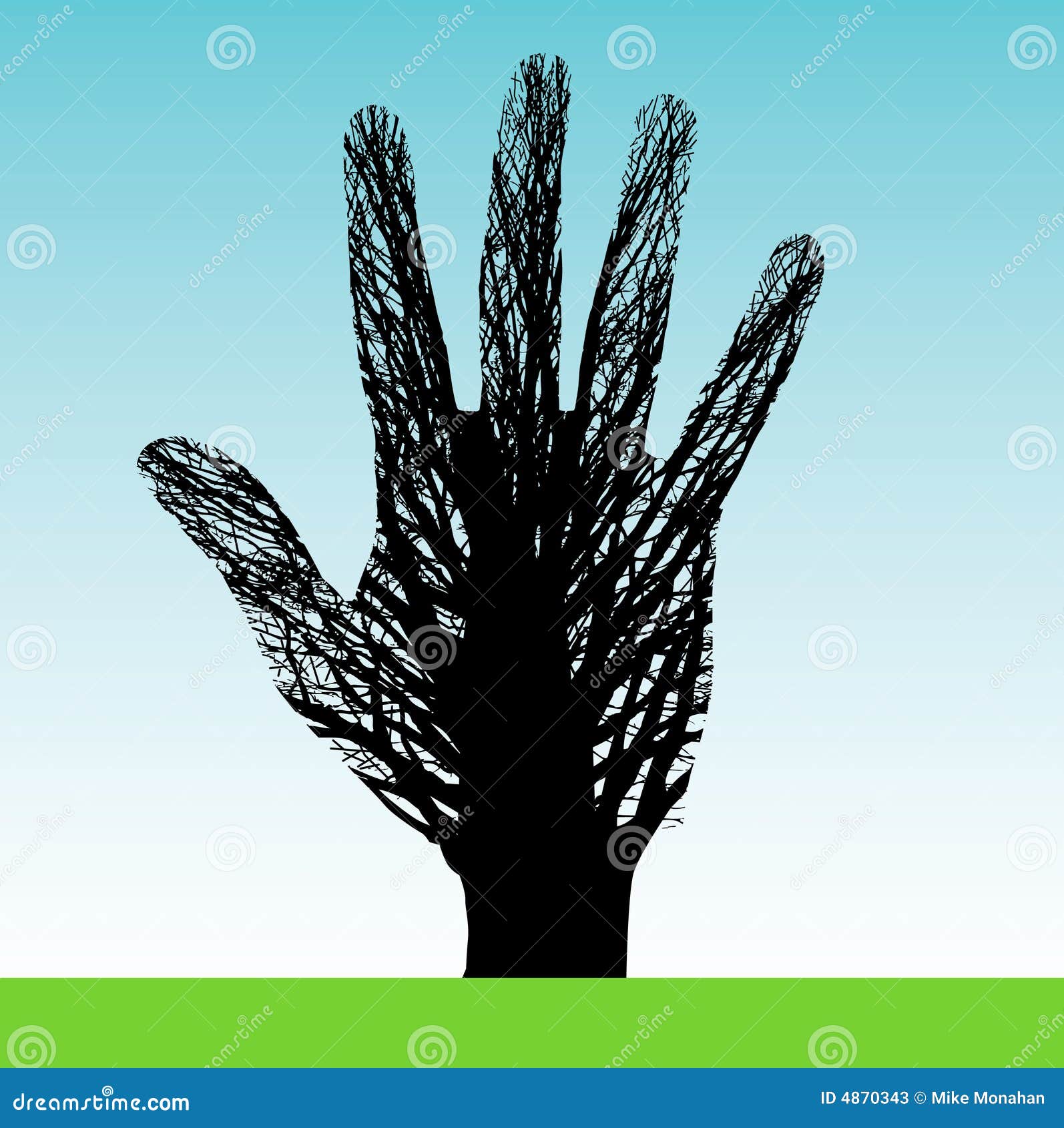Tree Shaped as a Hand stock vector. Illustration of nature - 4870343