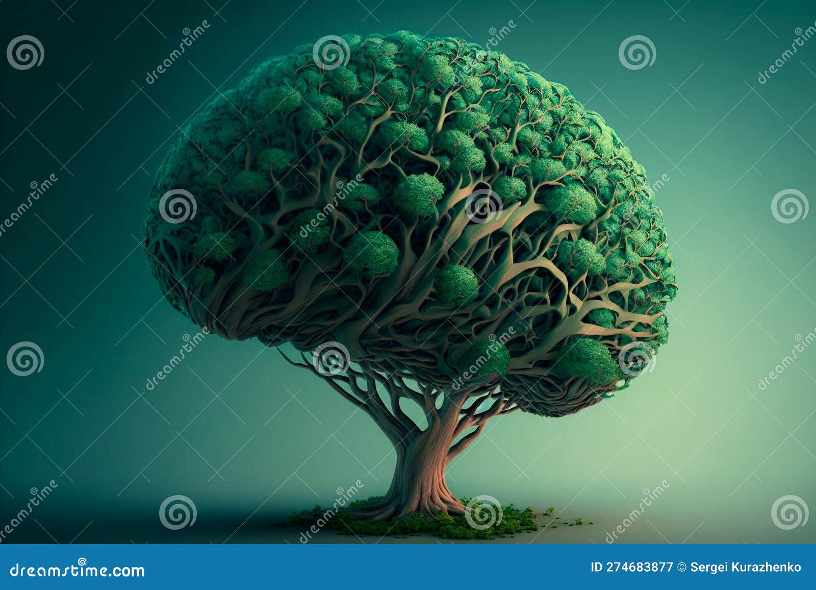 A Tree Shaped Like a Human Brain Symbolizes the Growth and Development ...