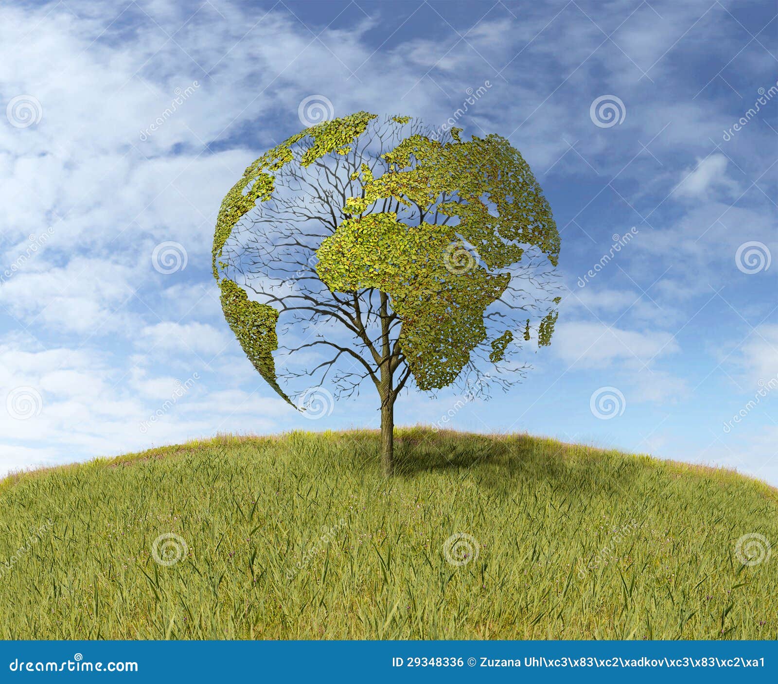 Tree Shaped Like the World Map Stock Illustration - Illustration of ...