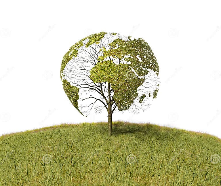 Tree Shaped Like the World Map Stock Illustration - Illustration of ...