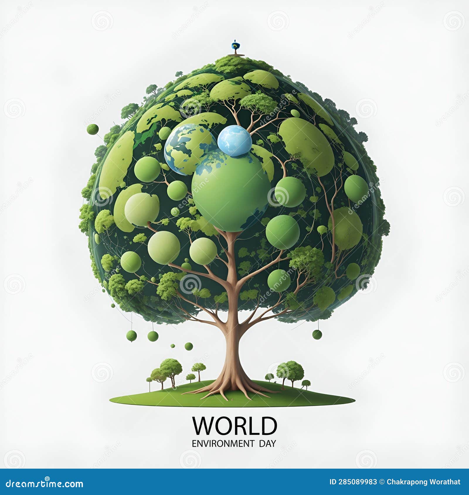 Tree Shaped Like the World Map. Generative Ai Stock Illustration ...