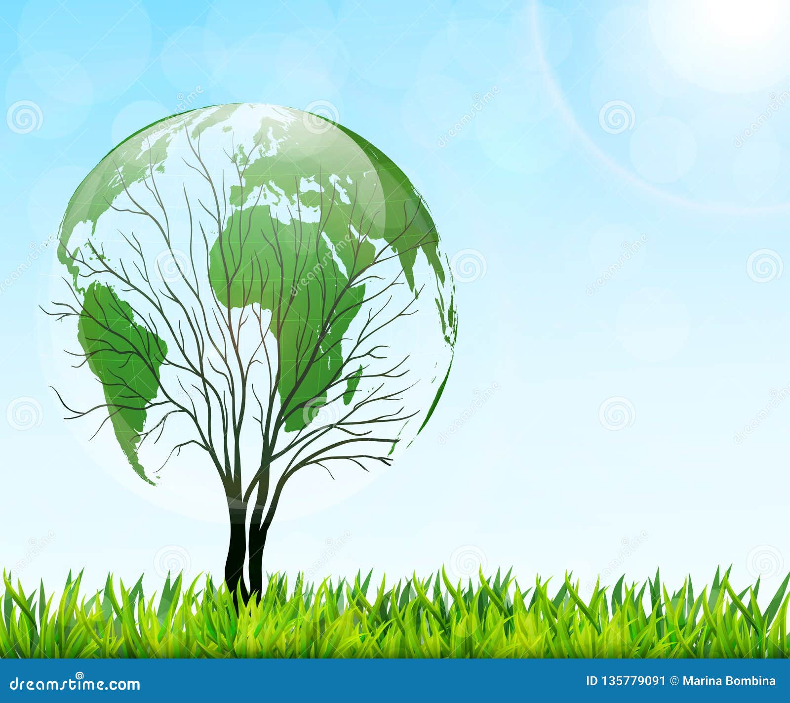 Tree Shaped Like the World Map Vector Background Stock Vector ...