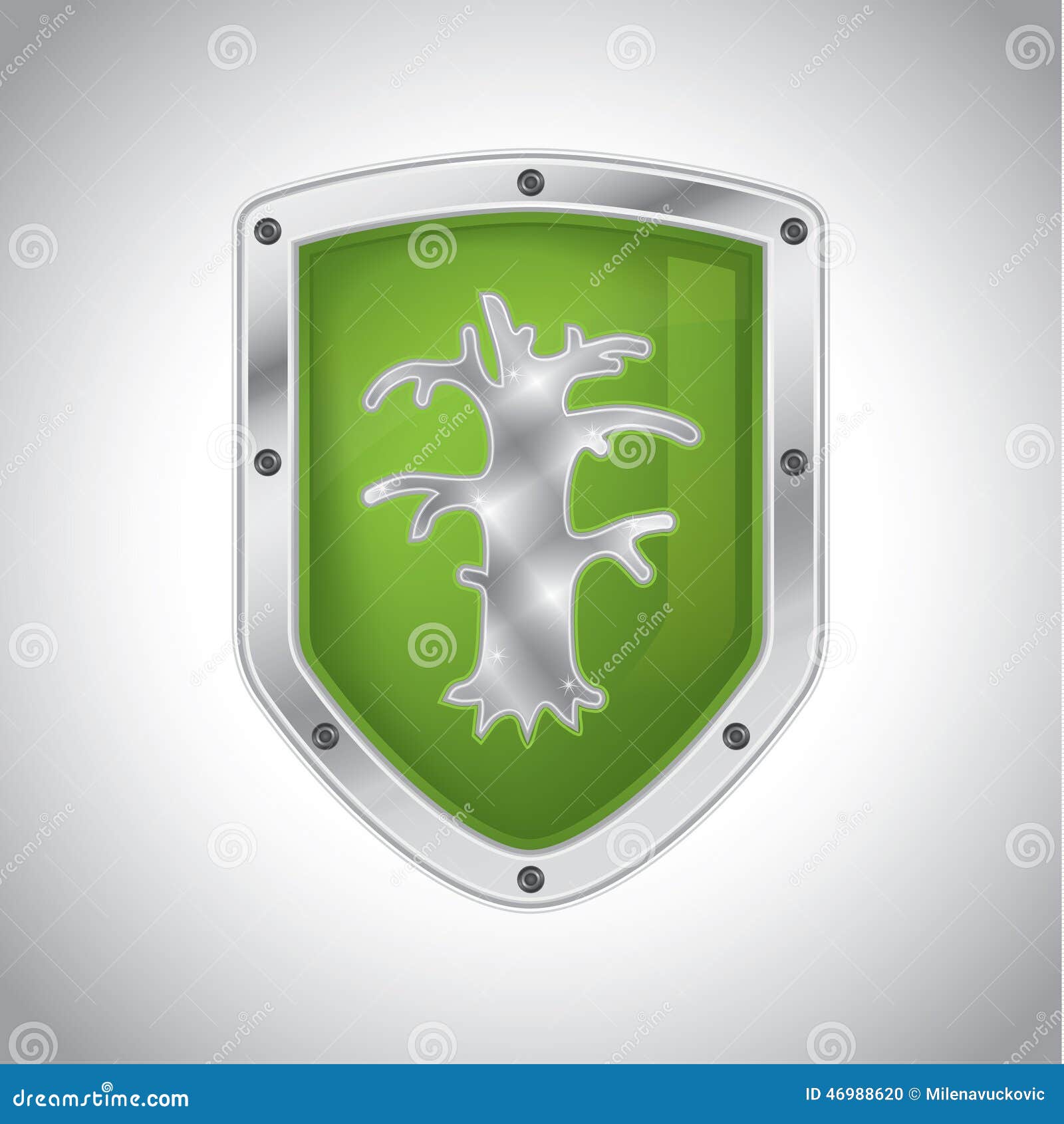 Tree and shield stock vector. Illustration of organic - 46988620