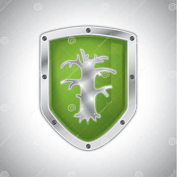 Tree and shield stock vector. Illustration of organic - 46988620