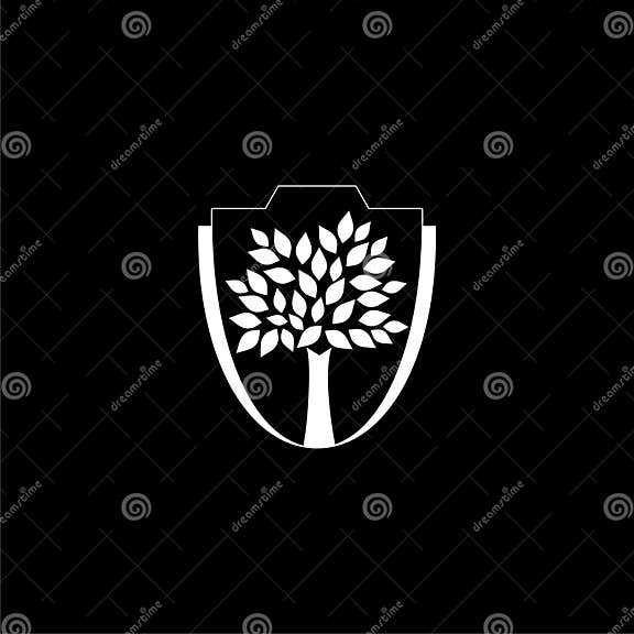 Tree Shield Icon Isolated on Dark Background Stock Vector ...