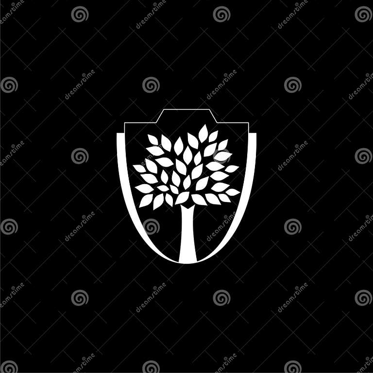 Tree Shield Icon Isolated on Dark Background Stock Vector ...