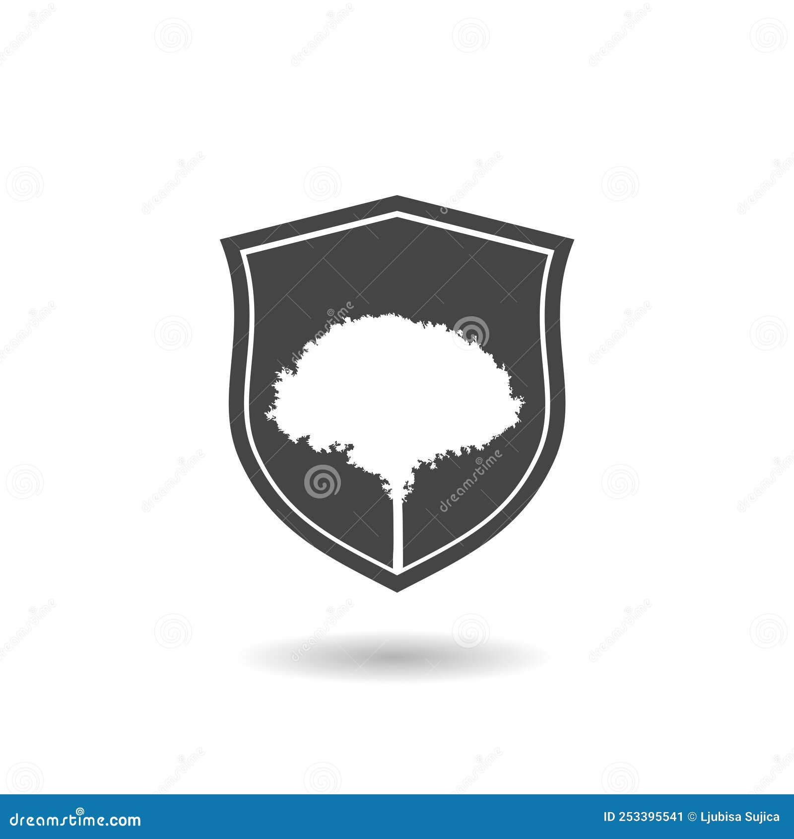 Tree Shield Icon with Shadow Stock Vector - Illustration of icon ...
