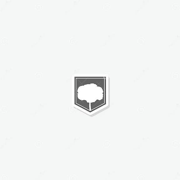 Tree Shield Logo Sticker Icon Stock Illustration - Illustration of tree ...