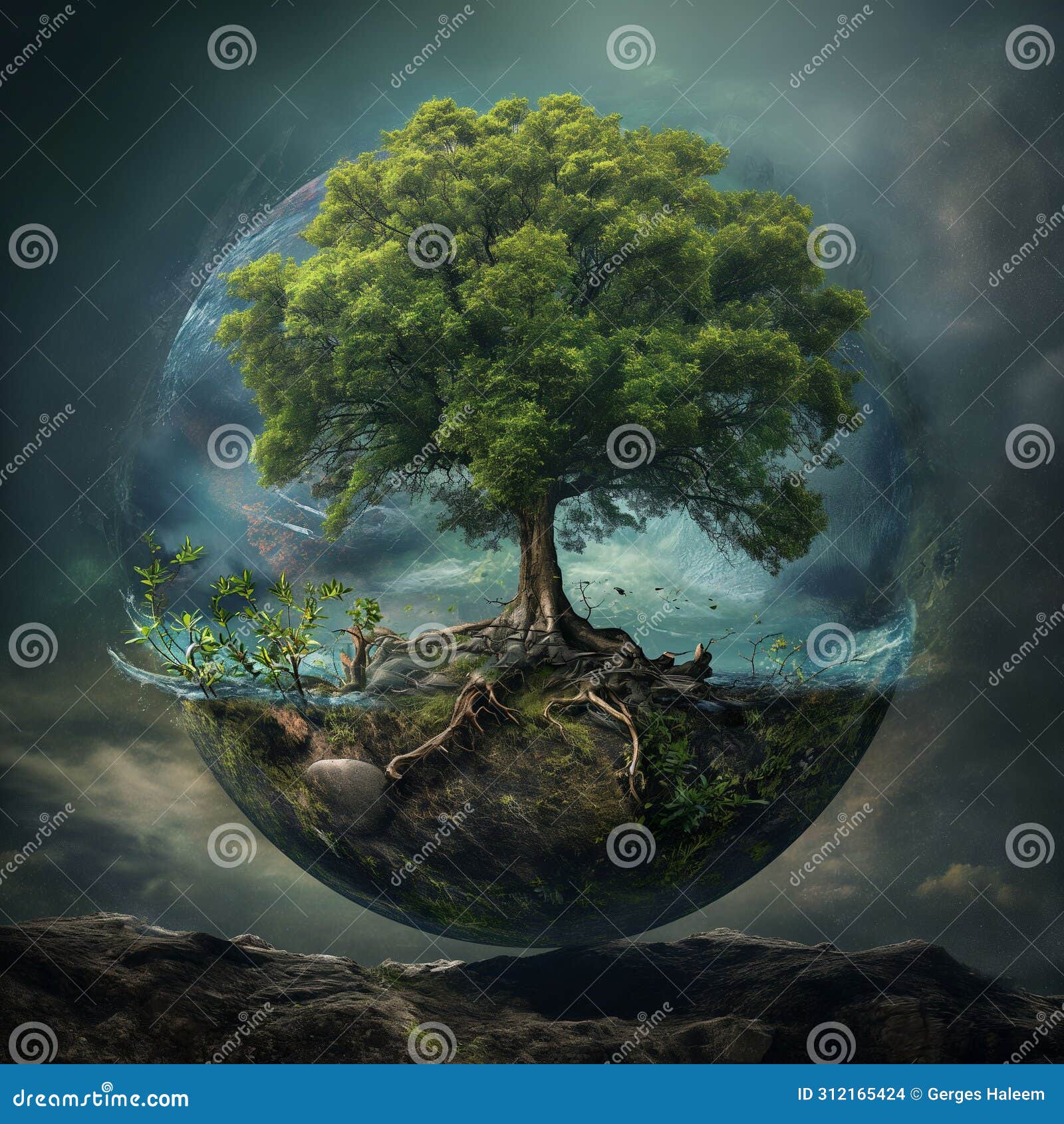 Growth of a Tree from the Ground Stock Illustration - Illustration of ...