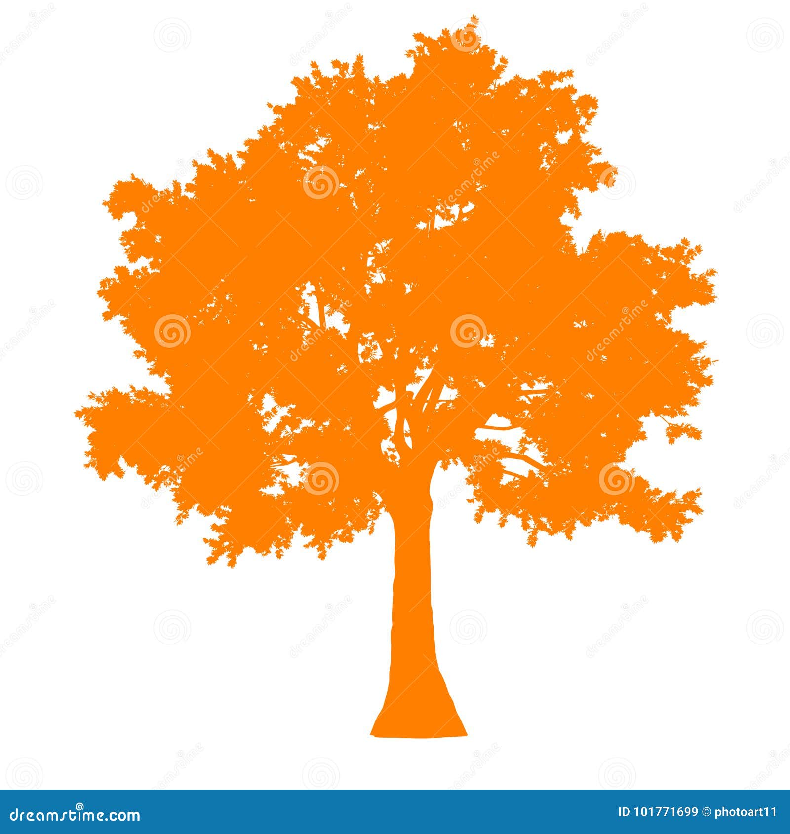 Tree Side View Silhouette Isolated - Orange - Vector Stock Vector ...