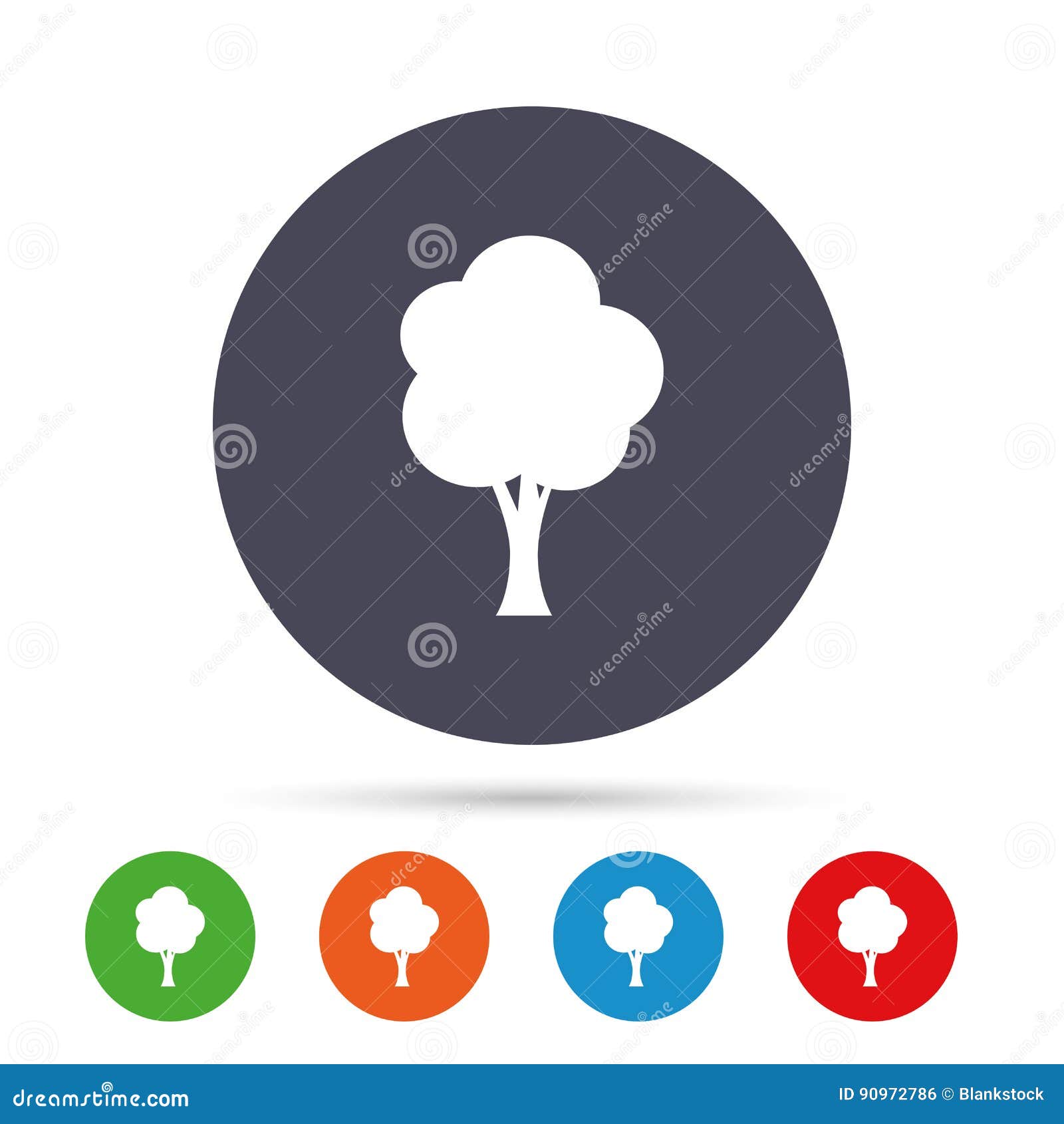 Tree Sign Icon. Forest Symbol Stock Vector - Illustration of round ...