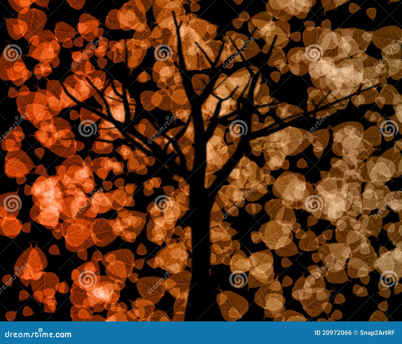 Tree Silhouette with Autumn Leaves Background Stock Illustration ...