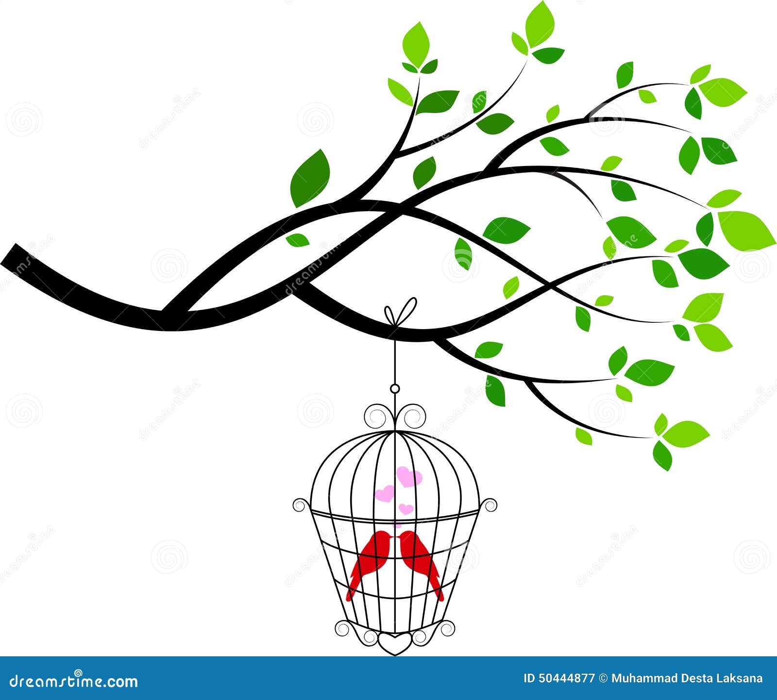 Tree Silhouette With Bird In A Cage Royalty-Free Stock Photo ...