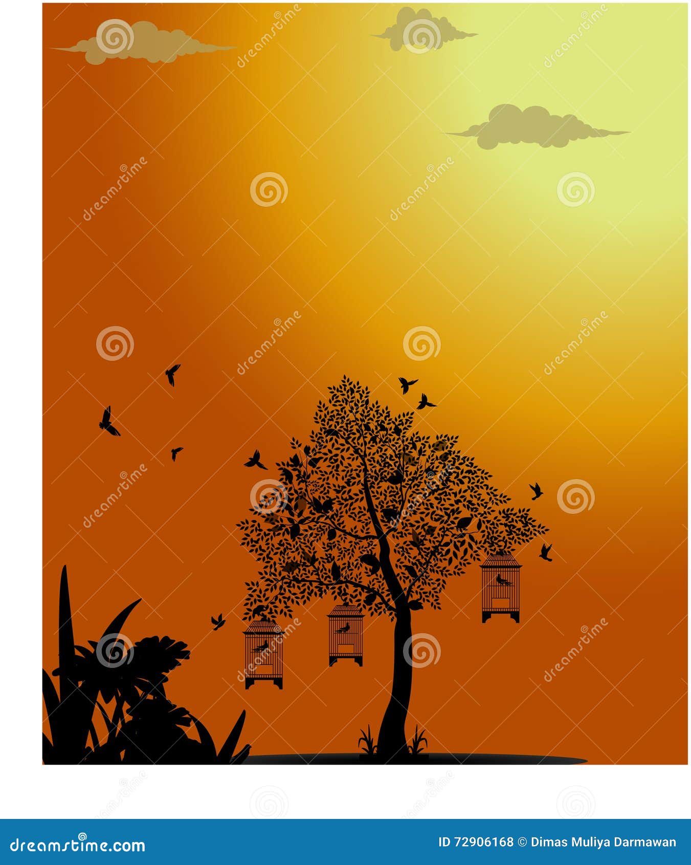 Birds Flying From Tree Silhouette